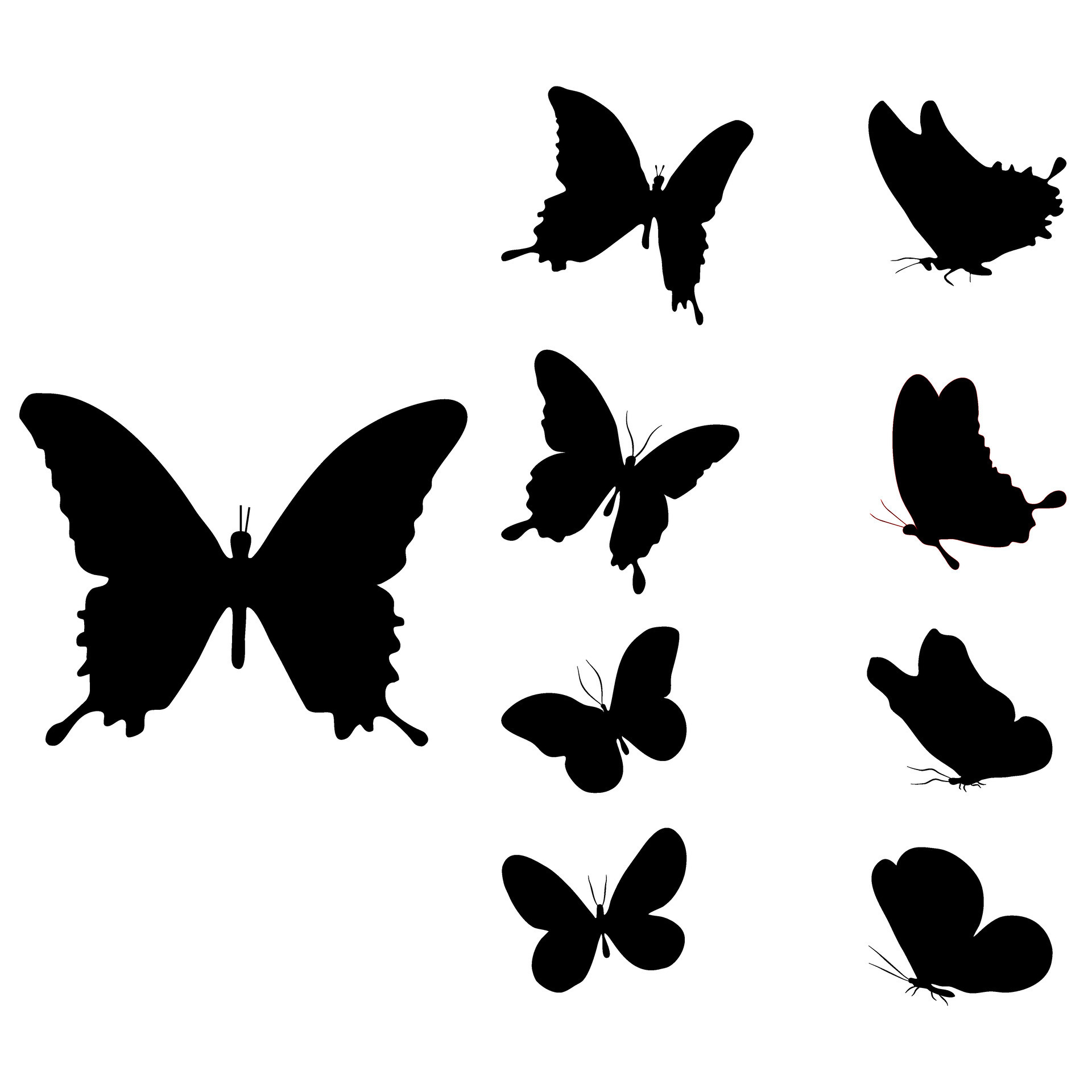 Butterfly Silhouette Set Design On Transpant Background 35172031