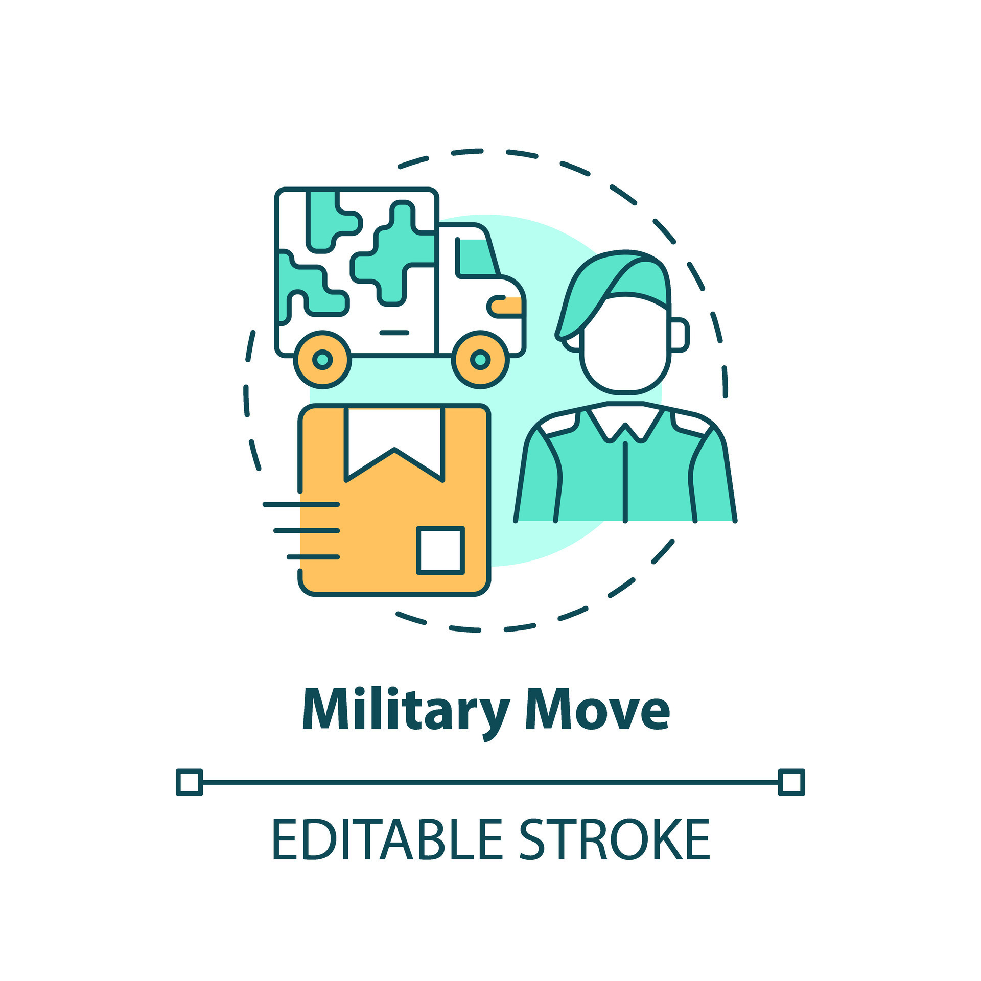 2D editable military move icon representing moving service, simple ...