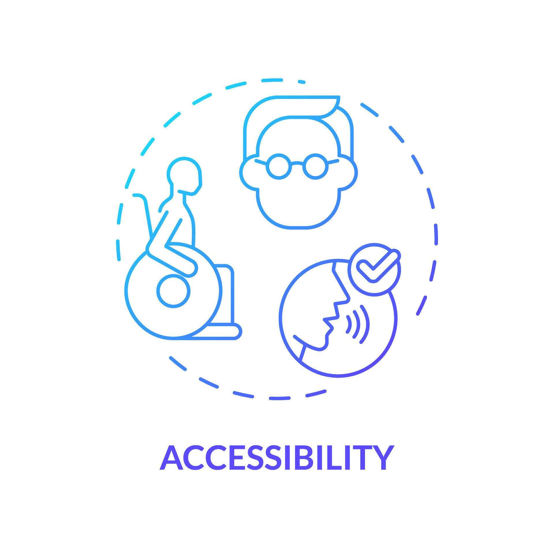 2d Accessibility Thin Line Gradient Icon Concept Isolated Vector Blue