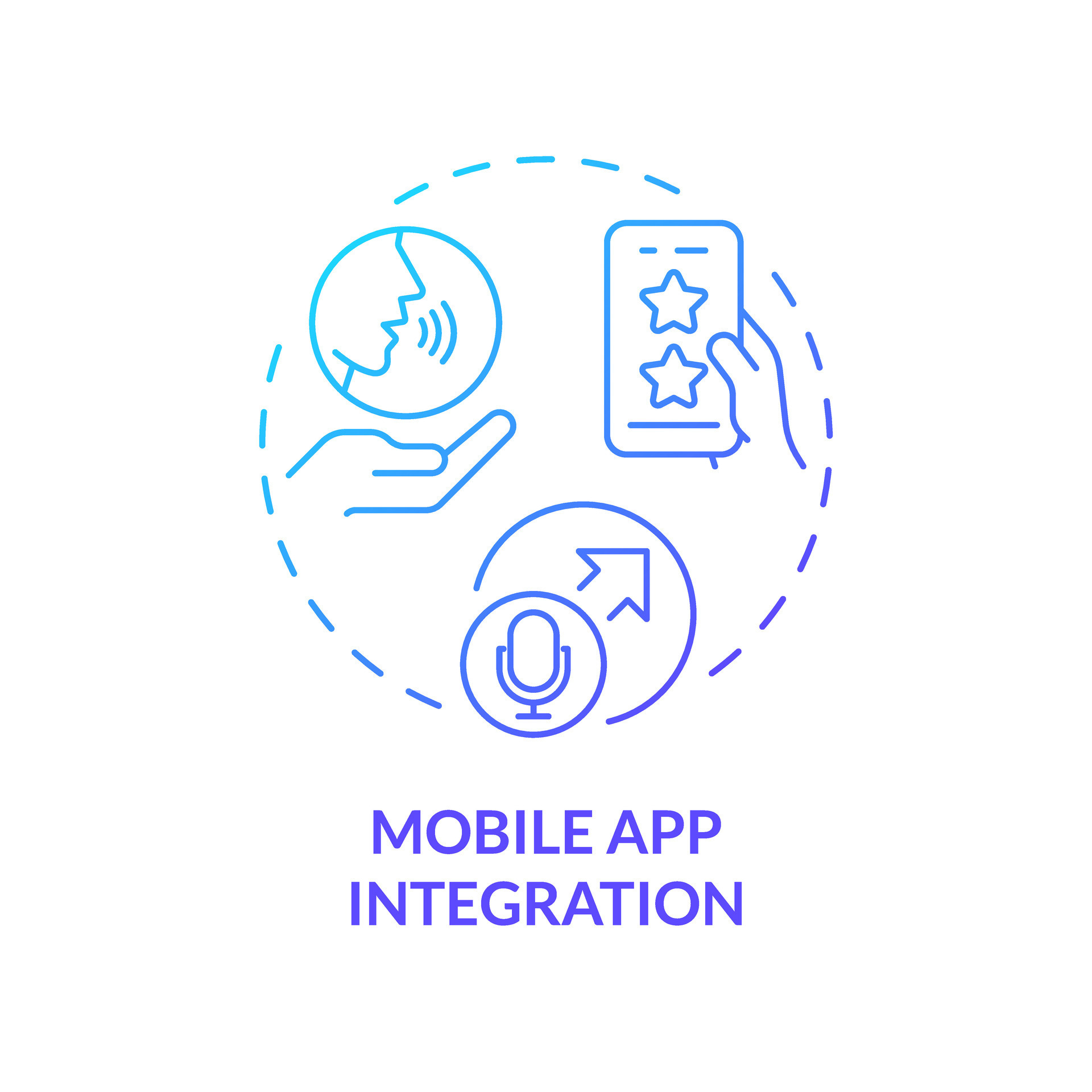 2d Mobile App Integration Thin Line Gradient Icon Concept Isolated