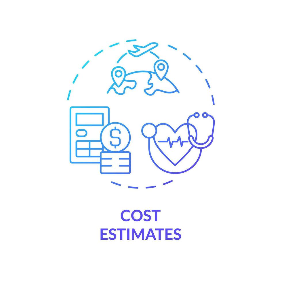 2D gradient cost estimates icon, simple isolated vector, medical ... 2D gradient cost estimates icon, simple isolated vector, medical ...