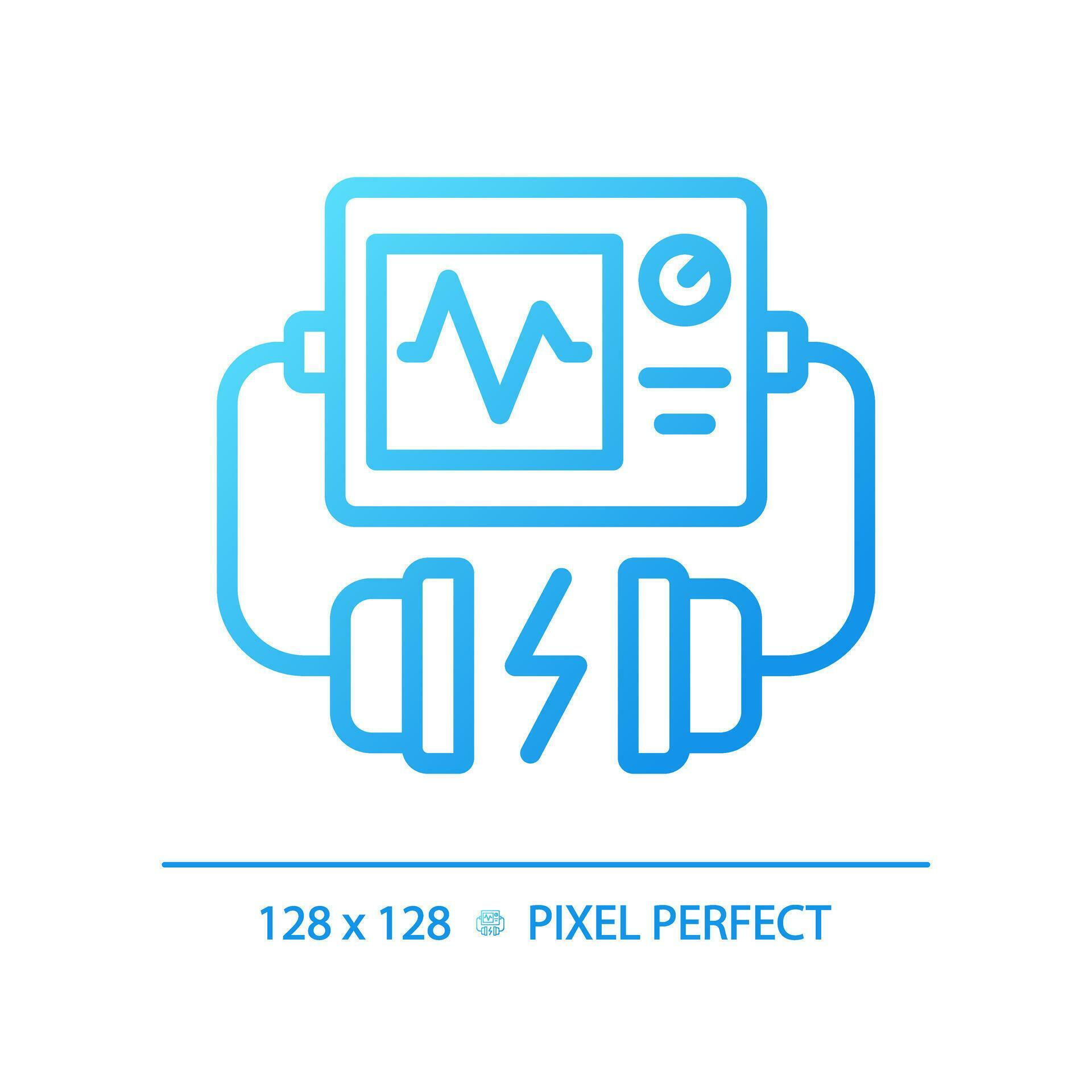 Defibrillator pixel perfect gradient linear vector icon. Life saving device. Emergency medical ...