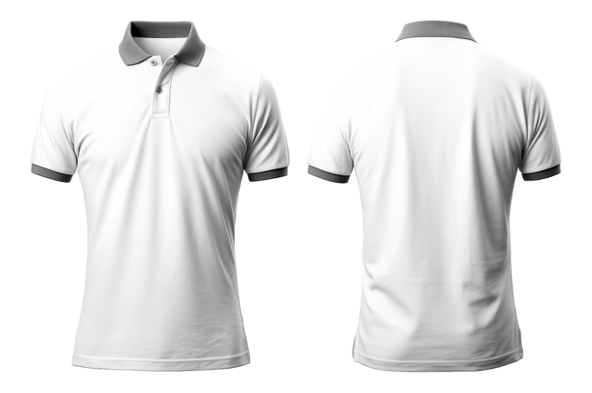 Ai Generated White Polo Shirt Mockup With Gray Pattern, Front And Back 