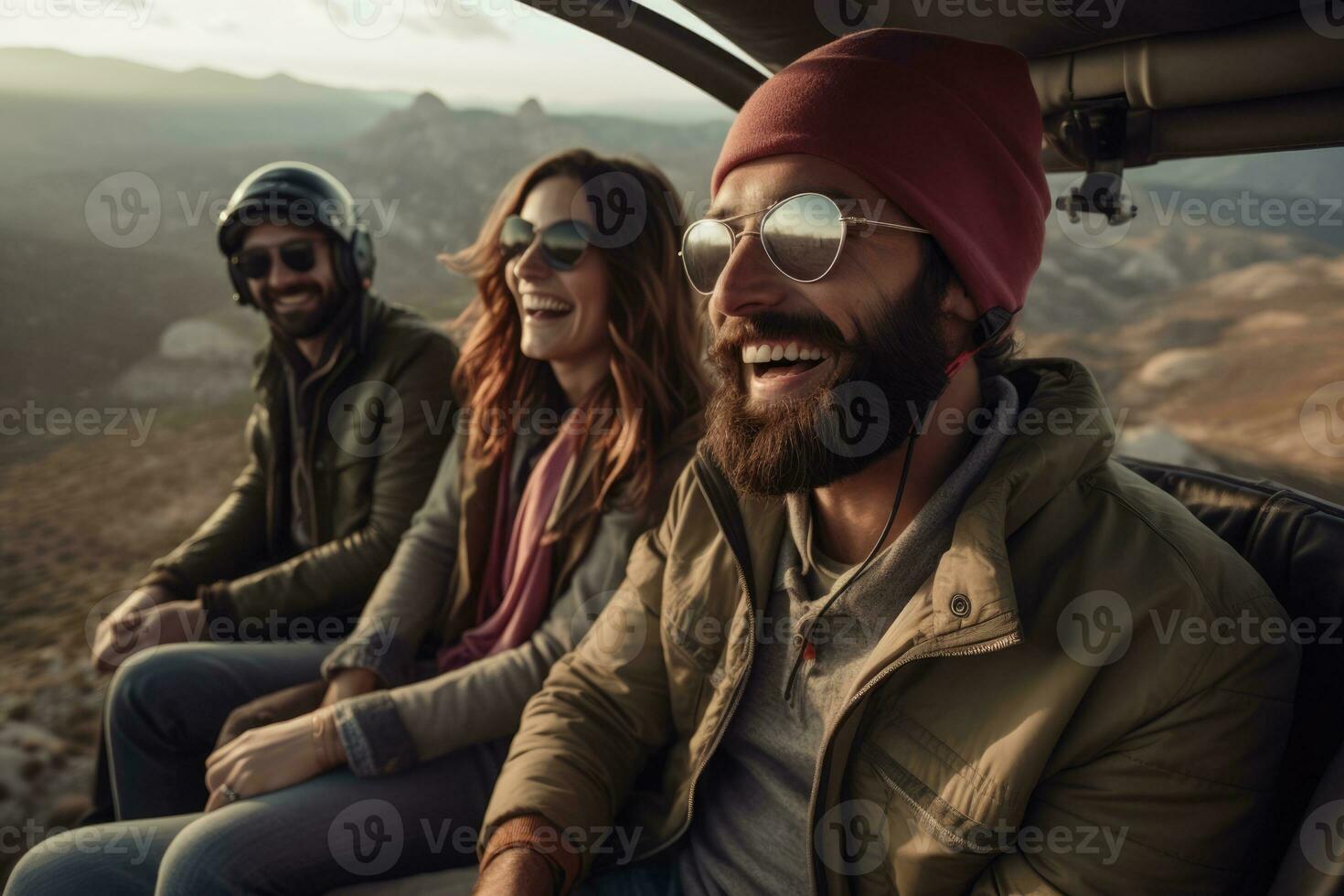 AI Generated Beautiful adult young women happy enjoyment summer outdoors men friends cheerful ...