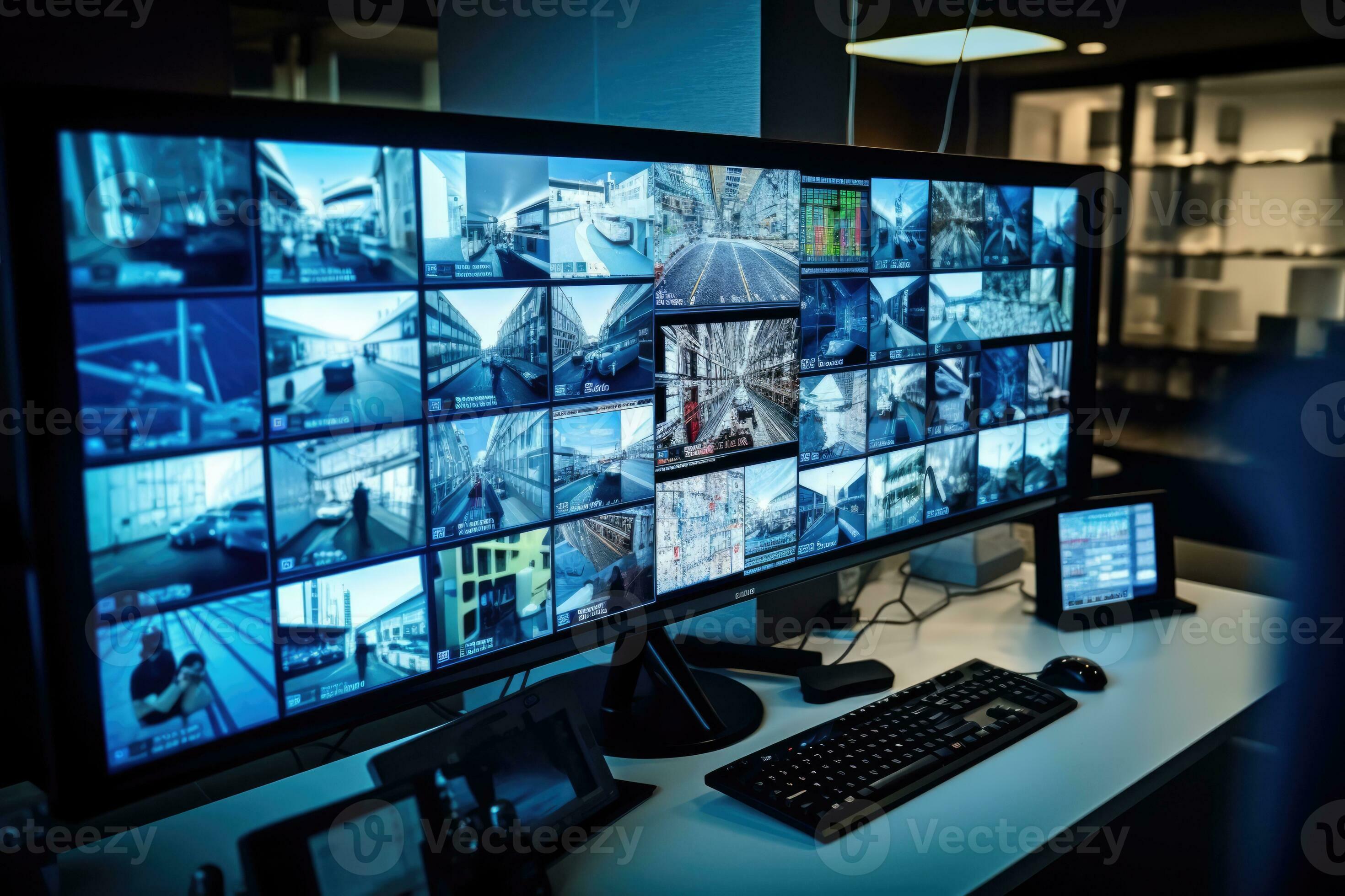 AI Generated Room secure operator computer guard service monitoring ...