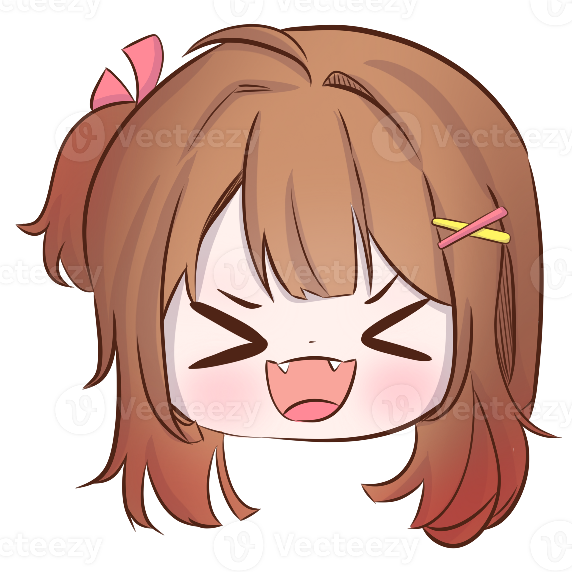 Anime Girl With Brown Hair And Pink Hair Clipart 35196143 Png
