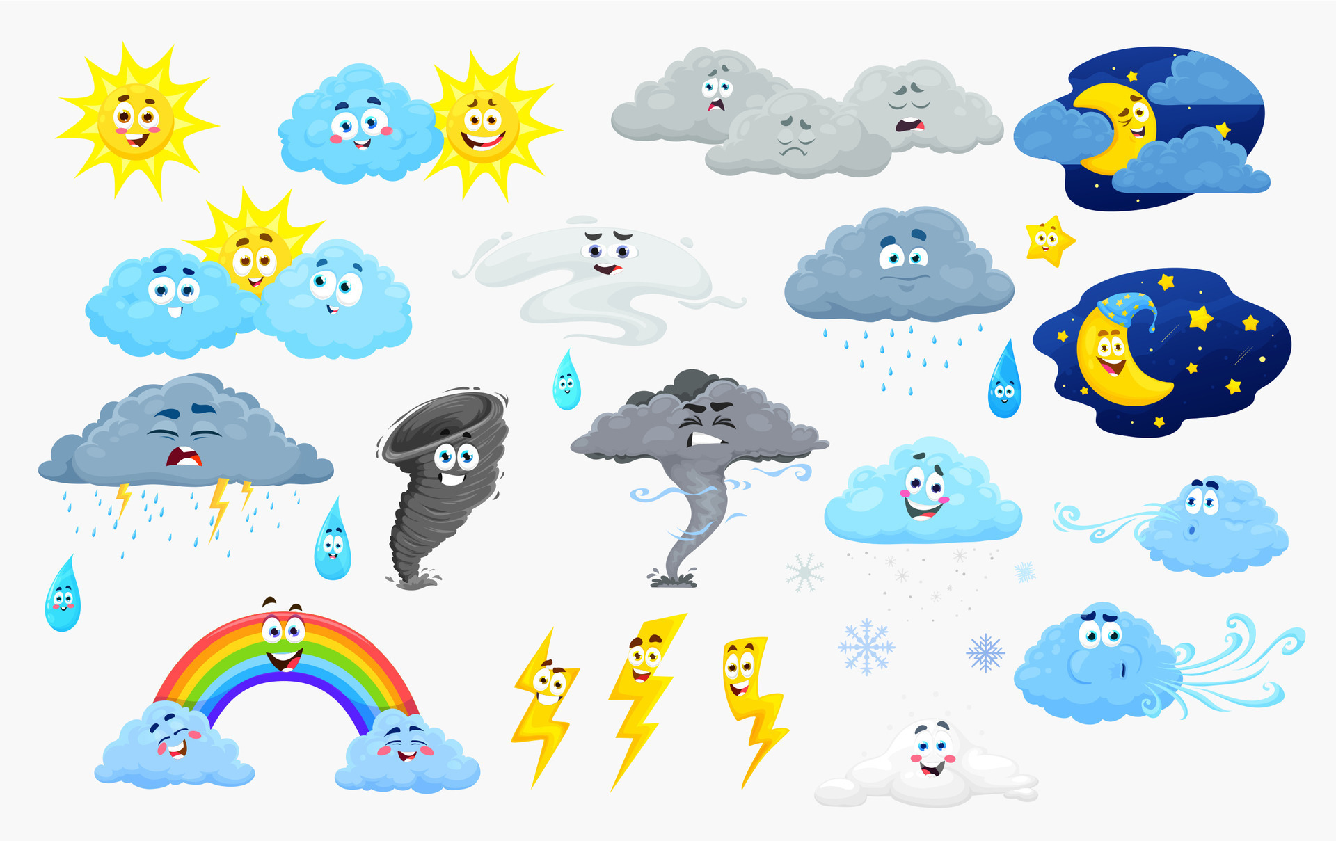 Cartoon weather characters, cute cloud, sun, rain 35203720 Vector Art ... Cartoon weather characters, cute cloud, sun, rain 35203720 Vector Art ...