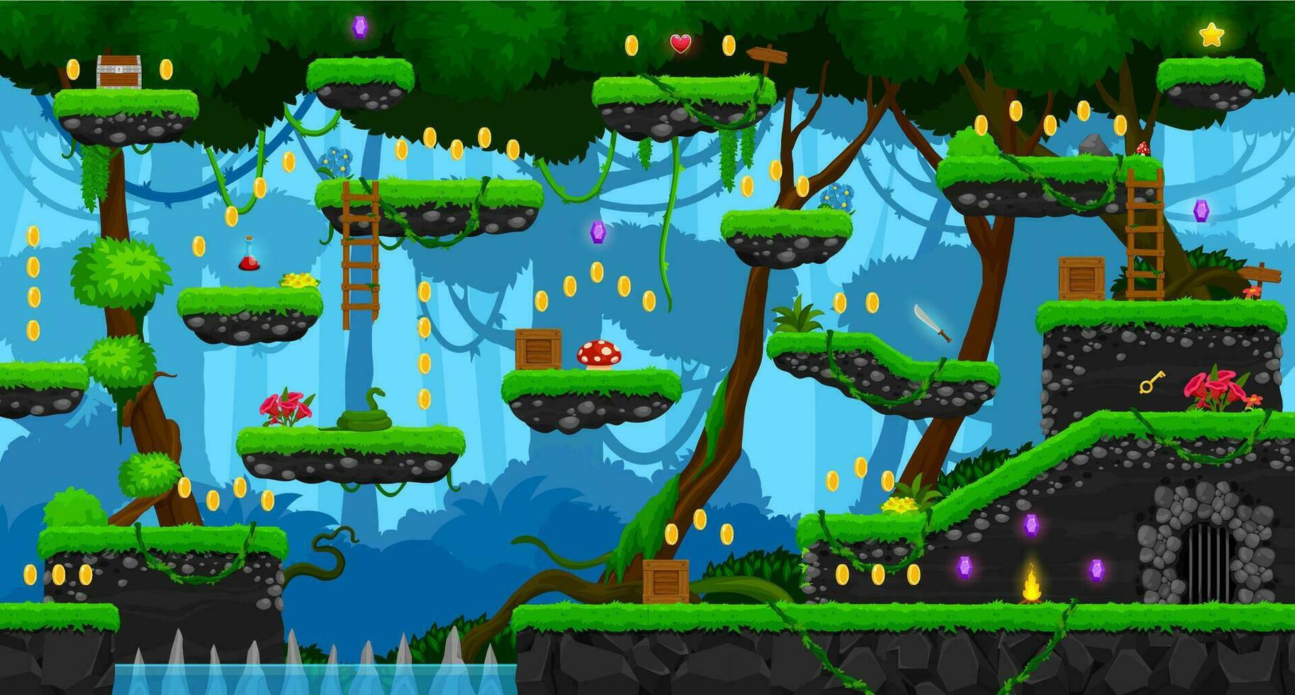 Arcade jungle forest game level map interface 35203917 Vector Art at Vecteezy