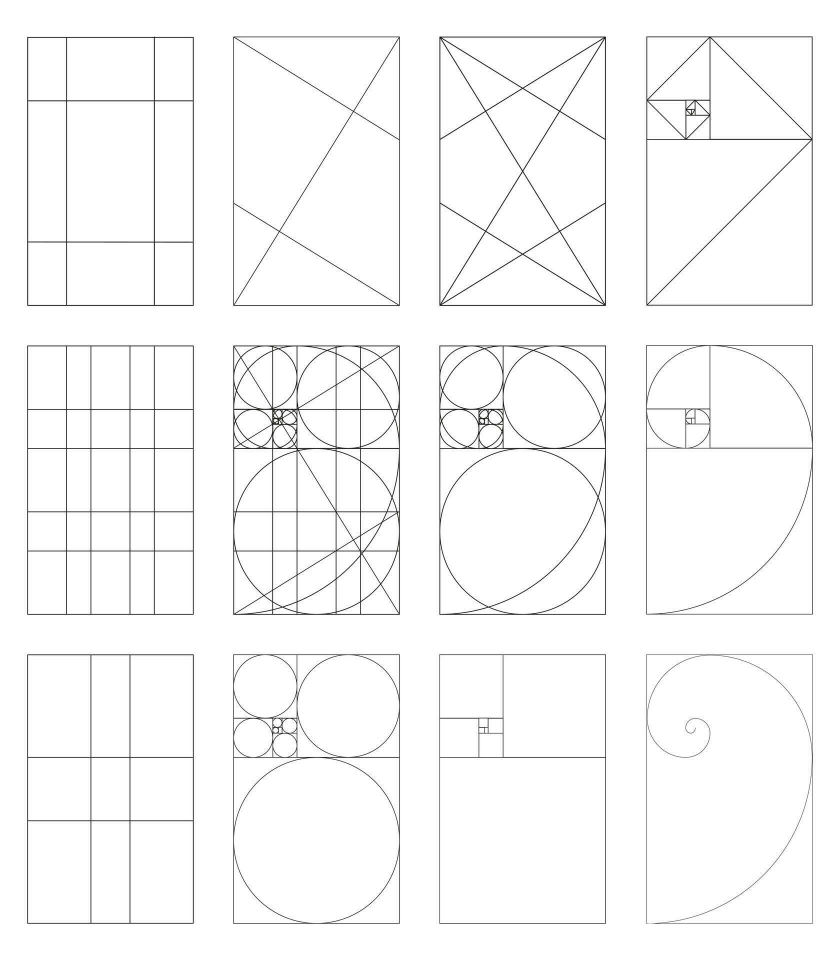 Golden Ratio Icon Set Method Golden Section Fibonacci Array Numbers
