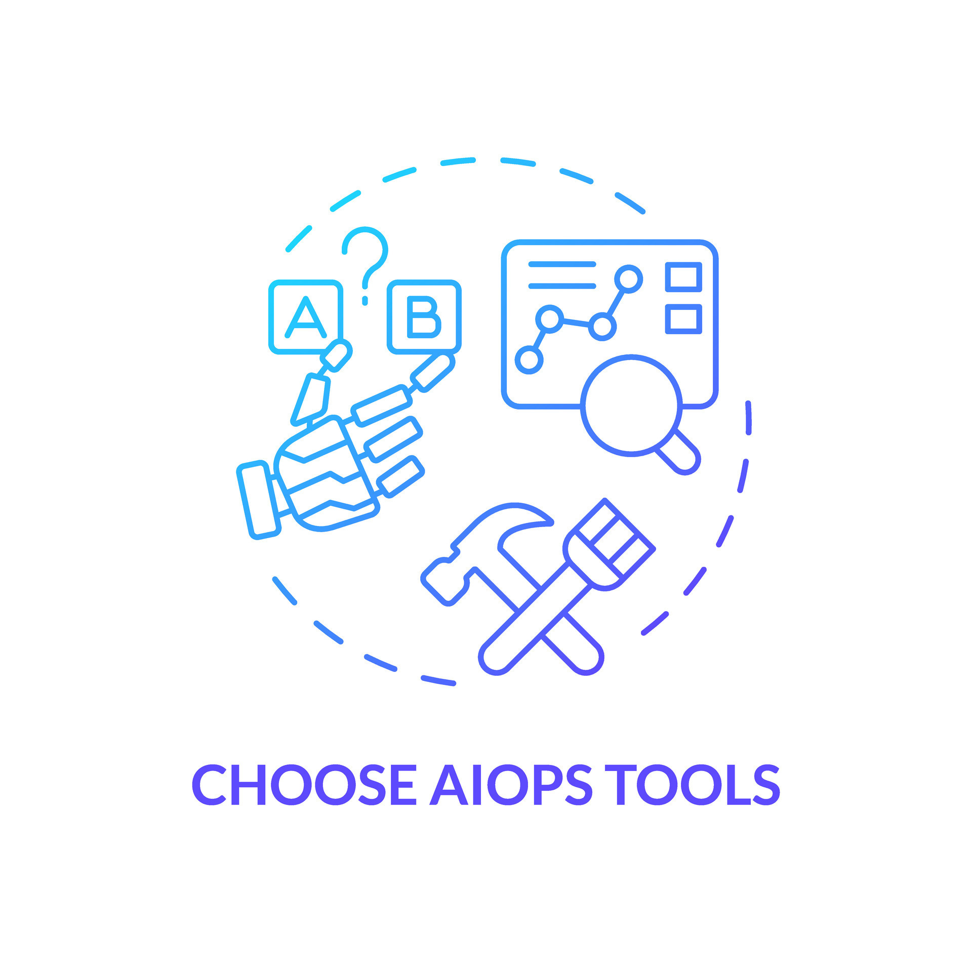 2D choose AI ops tools gradient icon representing AI ops, isolated ... 2D choose AI ops tools gradient icon representing AI ops, isolated ...