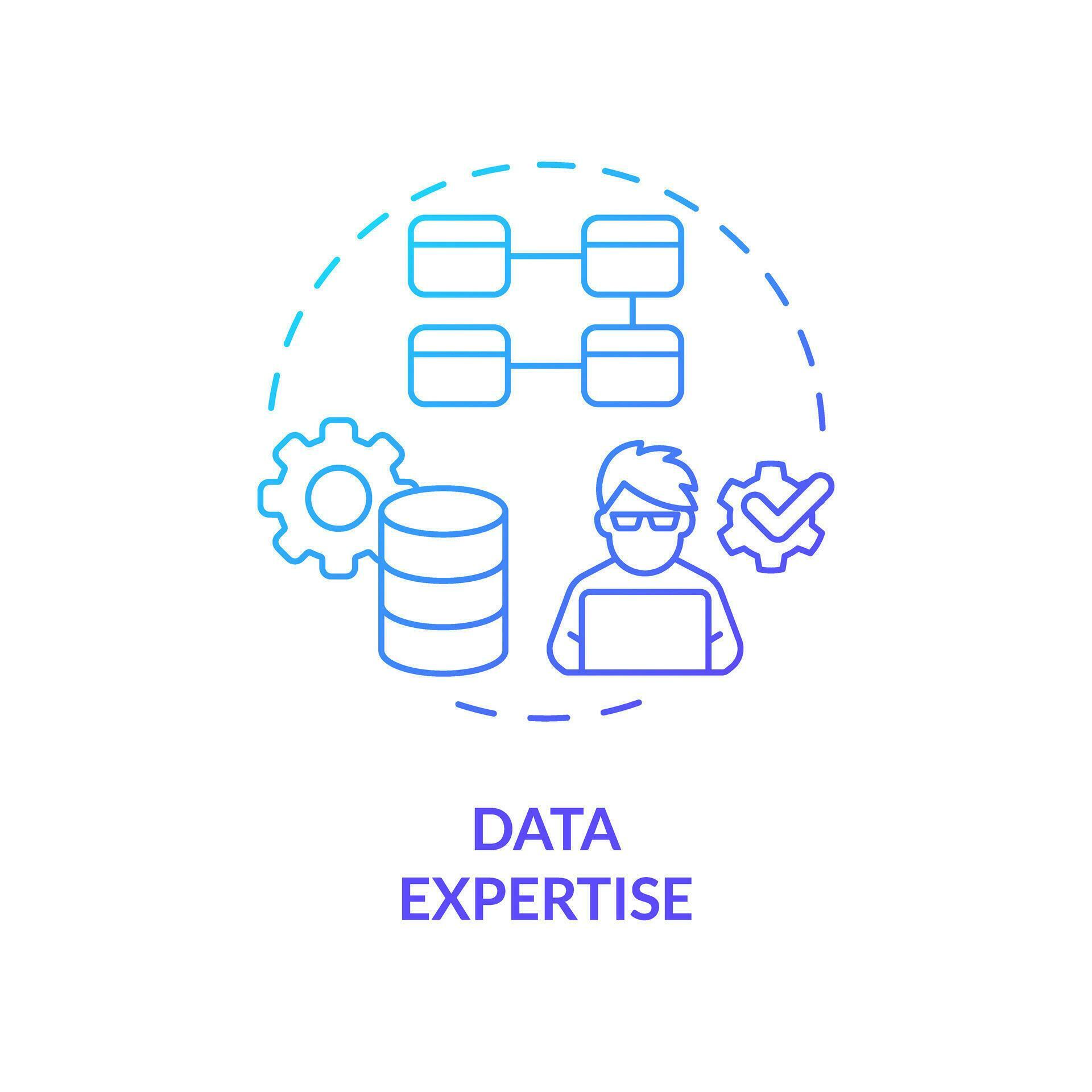2D gradient data expertise icon, isolated vector, AI engineer creative thin line illustration ...