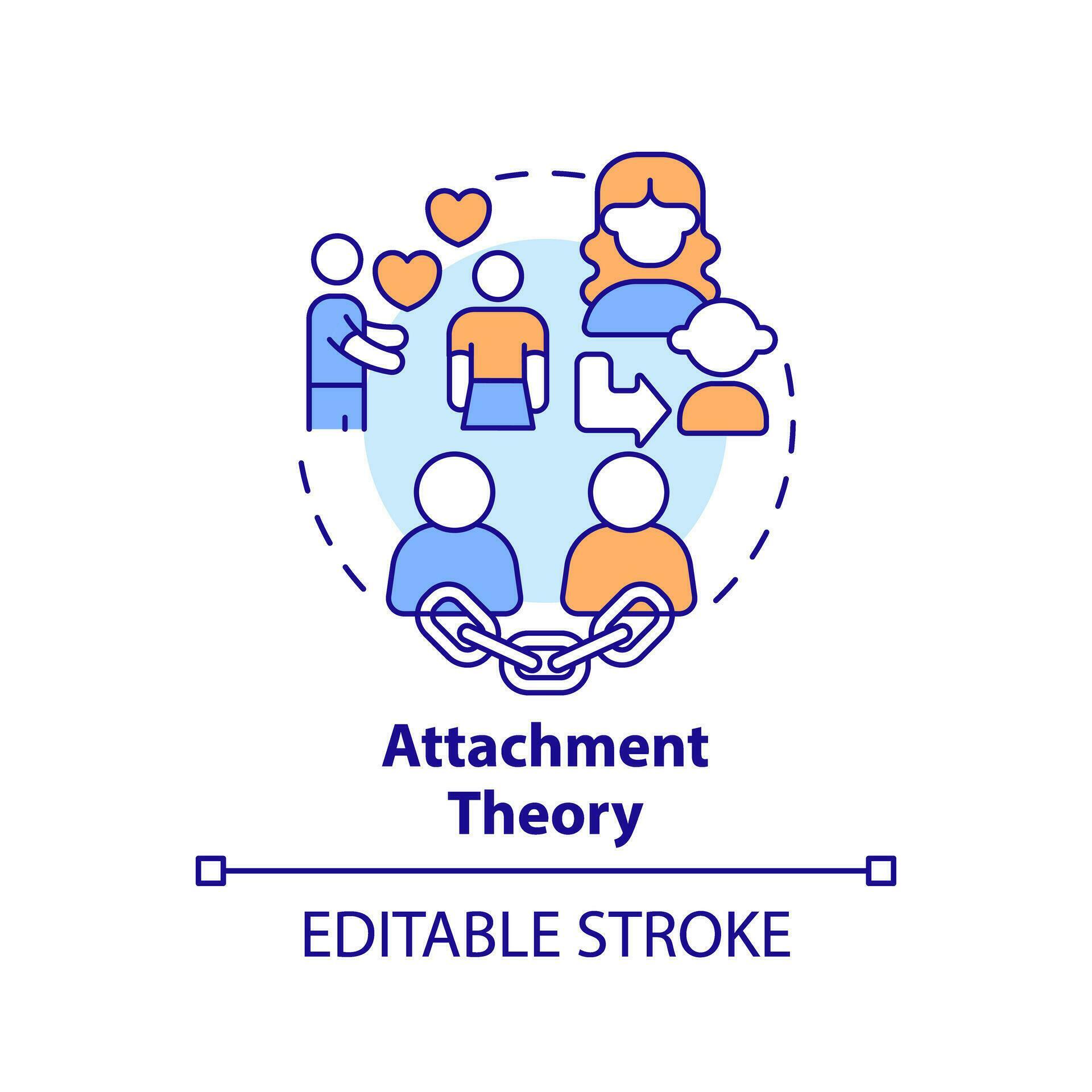 2D editable thin line icon attachment theory concept, isolated vector, multicolor illustration ...