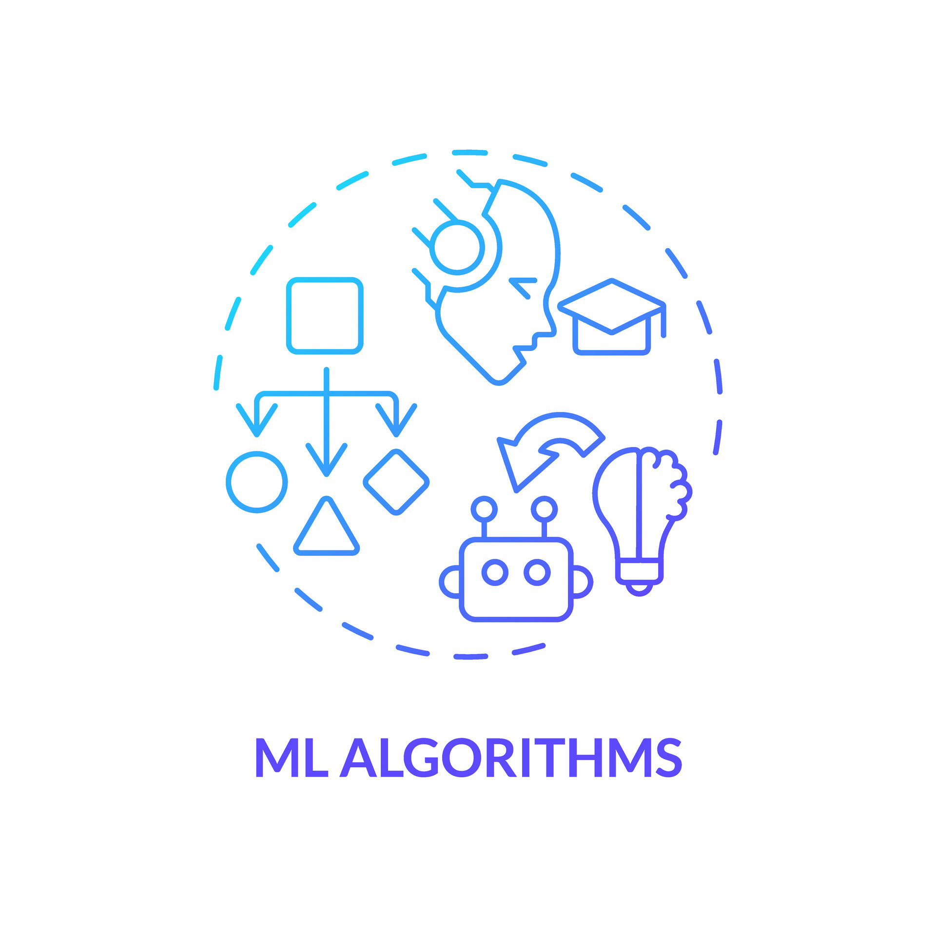 2d Gradient Ml Algorithms Icon Isolated Vector Ai Engineer Creative Thin Line Illustration