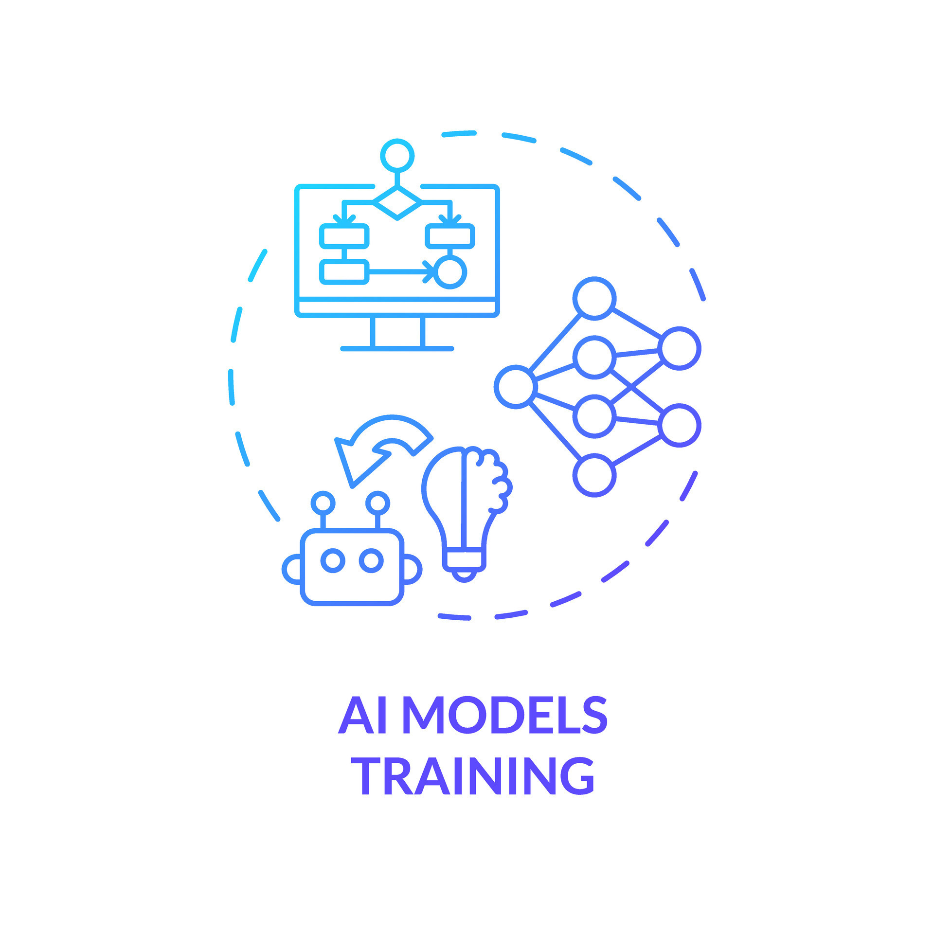 2D gradient AI models training icon, isolated vector, AI engineer ...