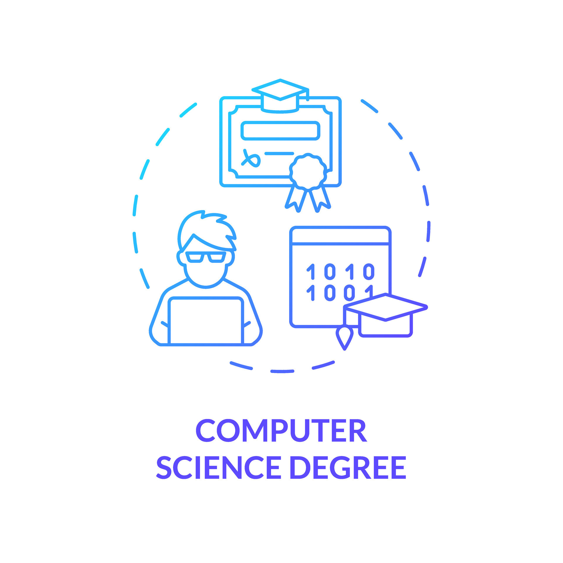 2d Gradient Computer Science Degree Icon Isolated Vector Ai Engineer Creative Thin Line