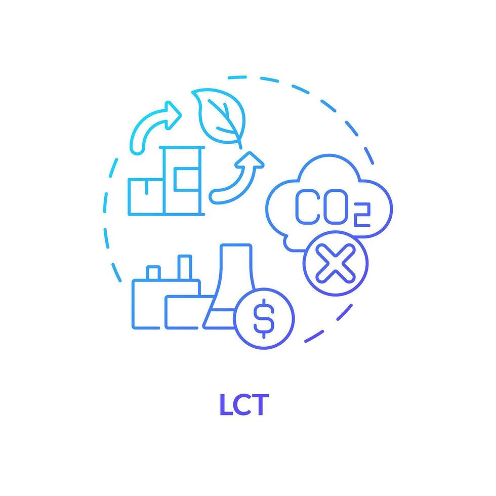 2D gradient LCT icon, simple isolated vector, climate metrics thin line ... 2D gradient LCT icon, simple isolated vector, climate metrics thin line ...