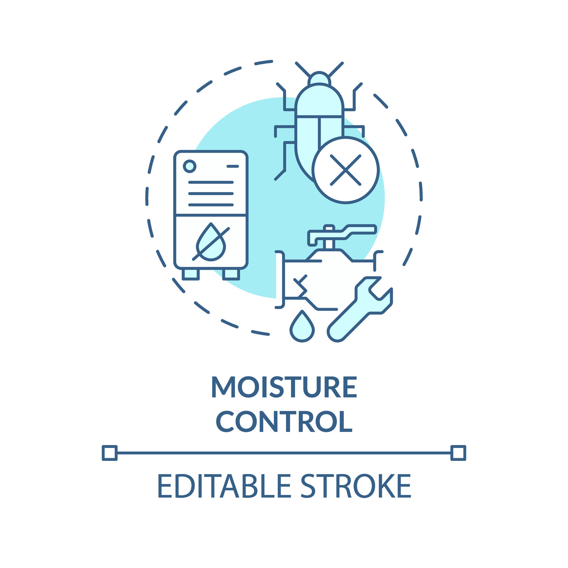 2D editable blue moisture control icon, monochromatic isolated vector ...