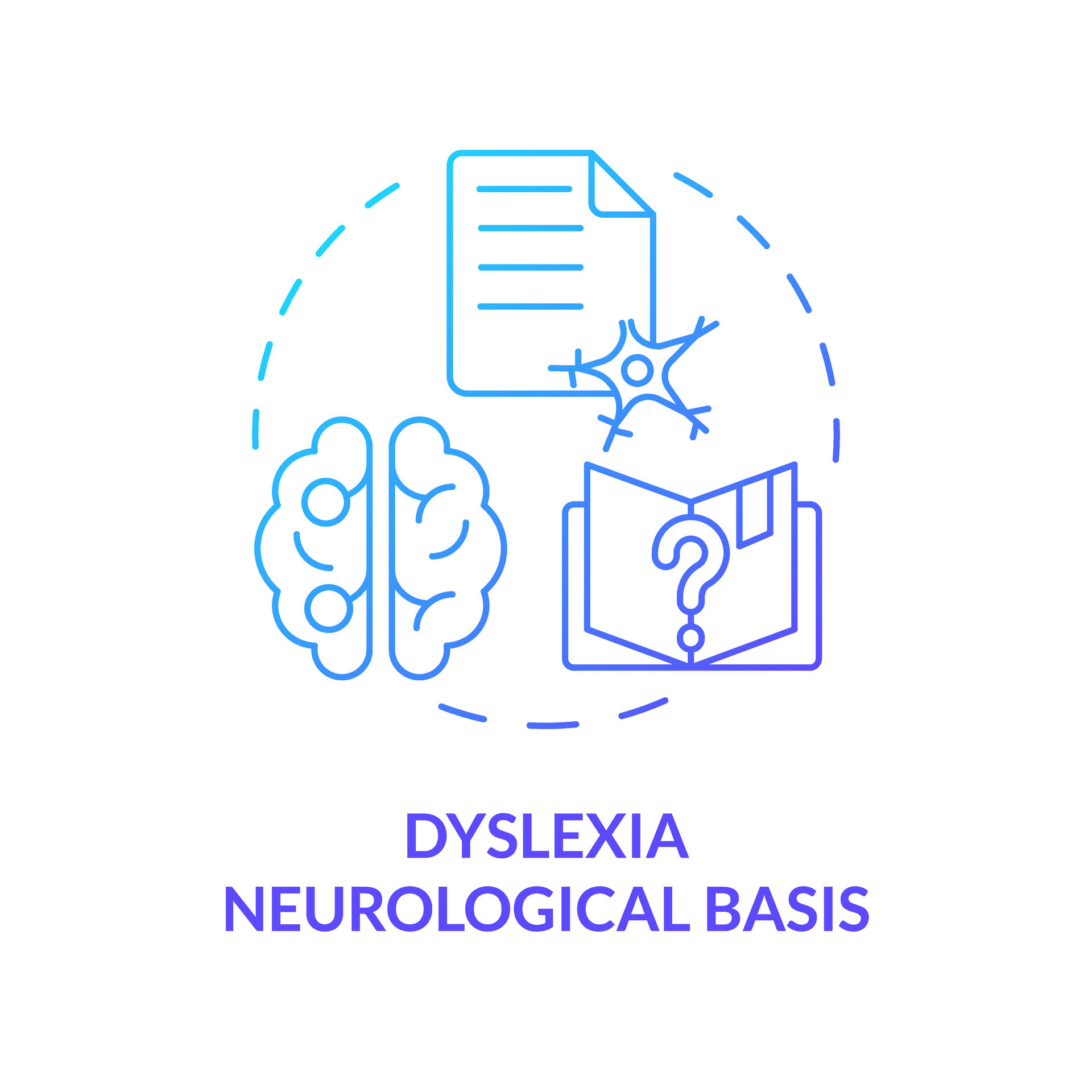 2d Gradient Blue Icon Dyslexia Neurological Basis Concept Simple