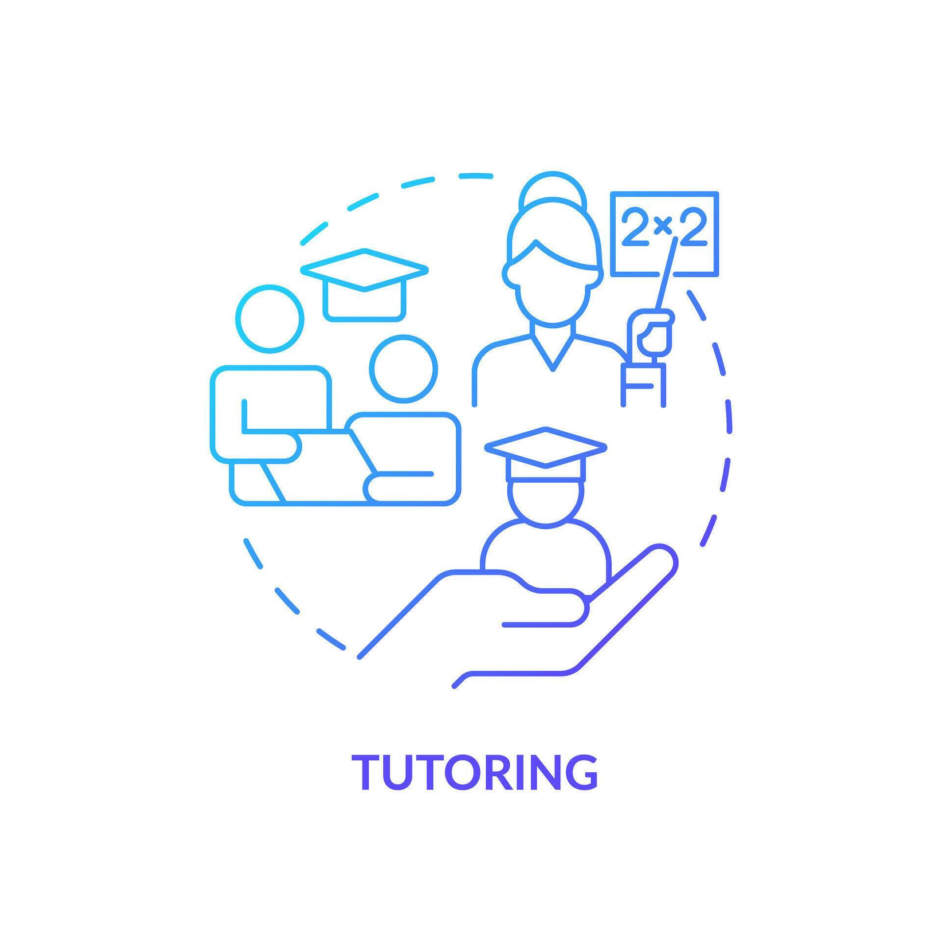 2D gradient tutoring icon, simple vector, thin line illustration representing learning theories ...