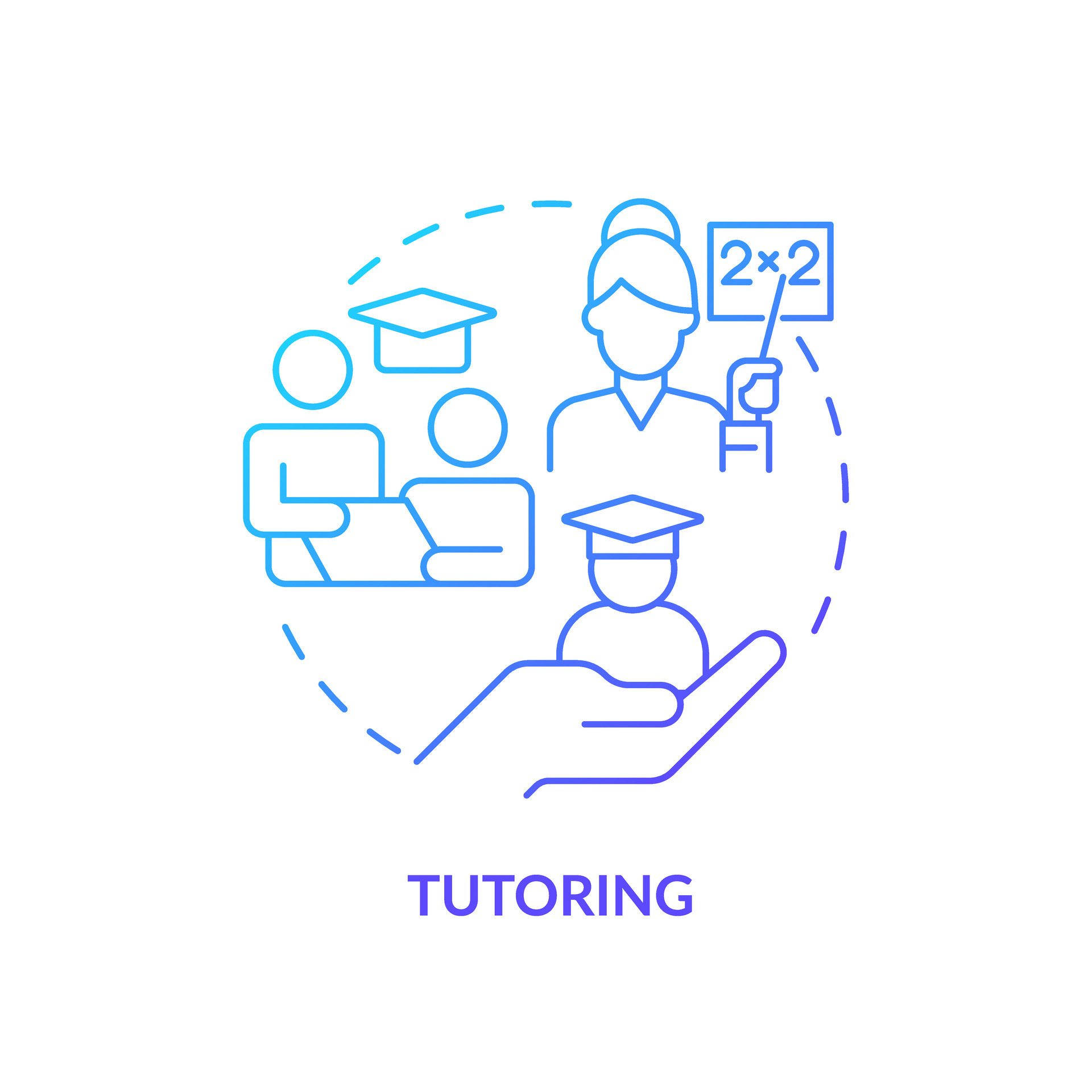 2d Gradient Tutoring Icon Simple Vector Thin Line Illustration