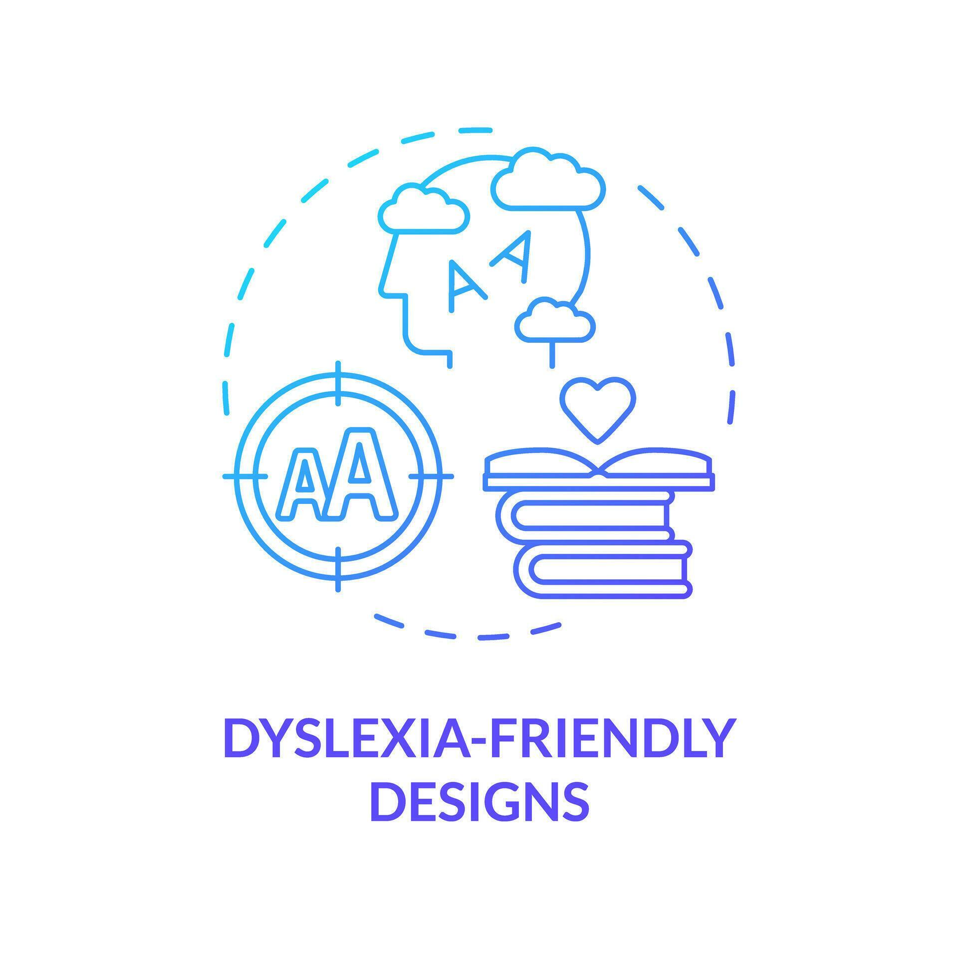 2d Gradient Blue Icon Dyslexia Friendly Designs Concept Simple