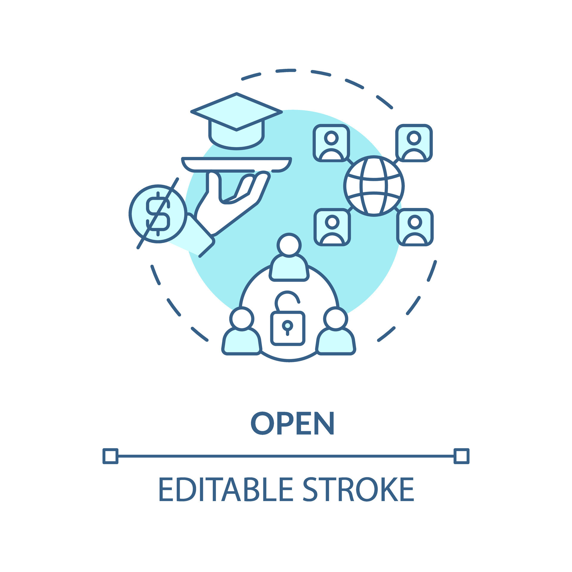 2d Editable Blue Icon Open Concept Monochromatic Isolated Vector Mooc Thin Line Illustration