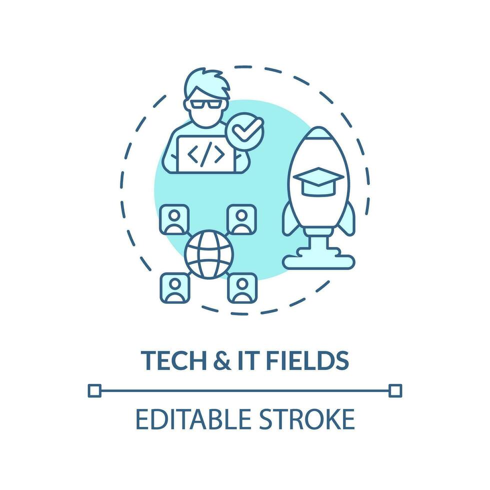 2d Editable Blue Icon Tech And It Fields Concept Monochromatic