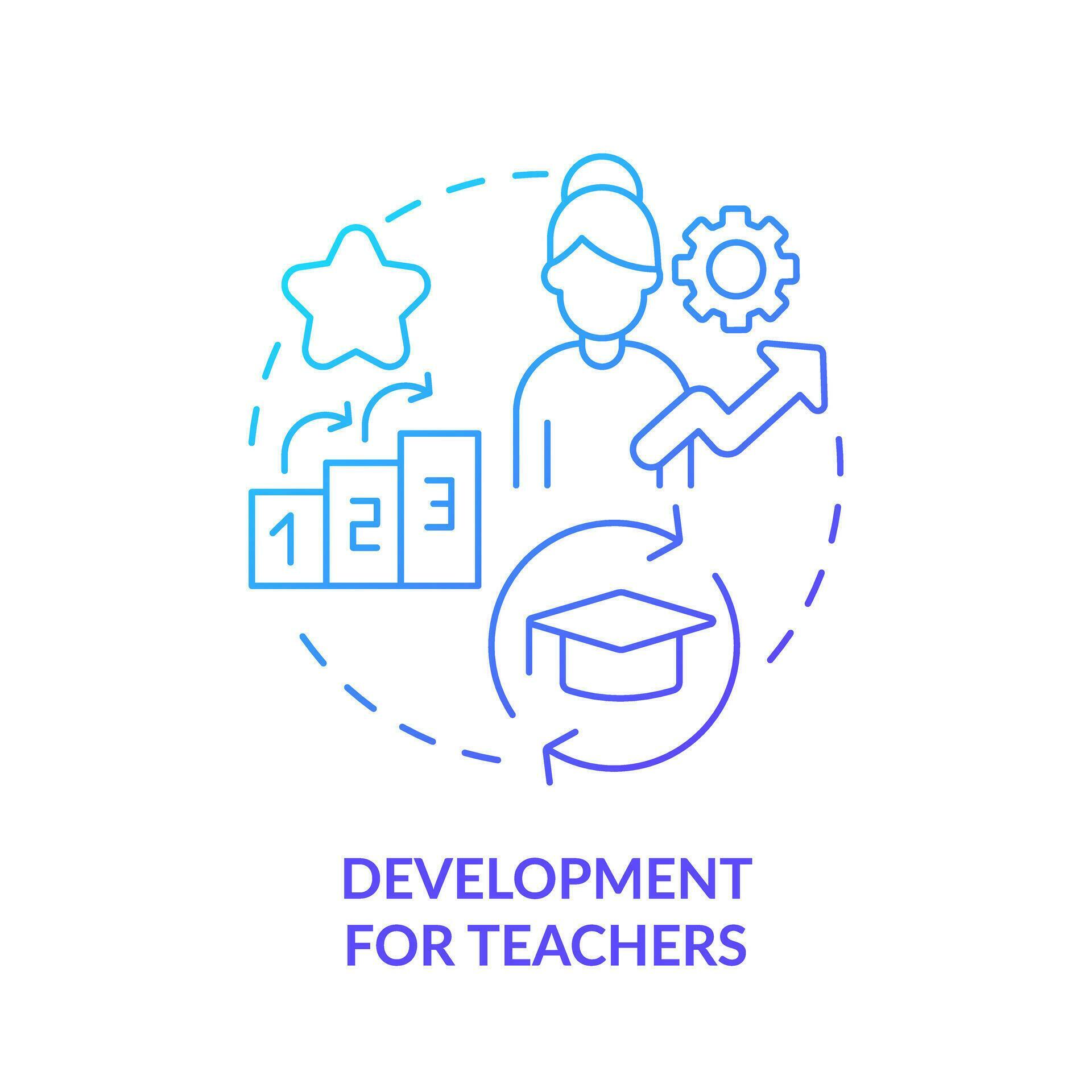 2d Gradient Development For Teachers Icon Simple Vector Thin Line