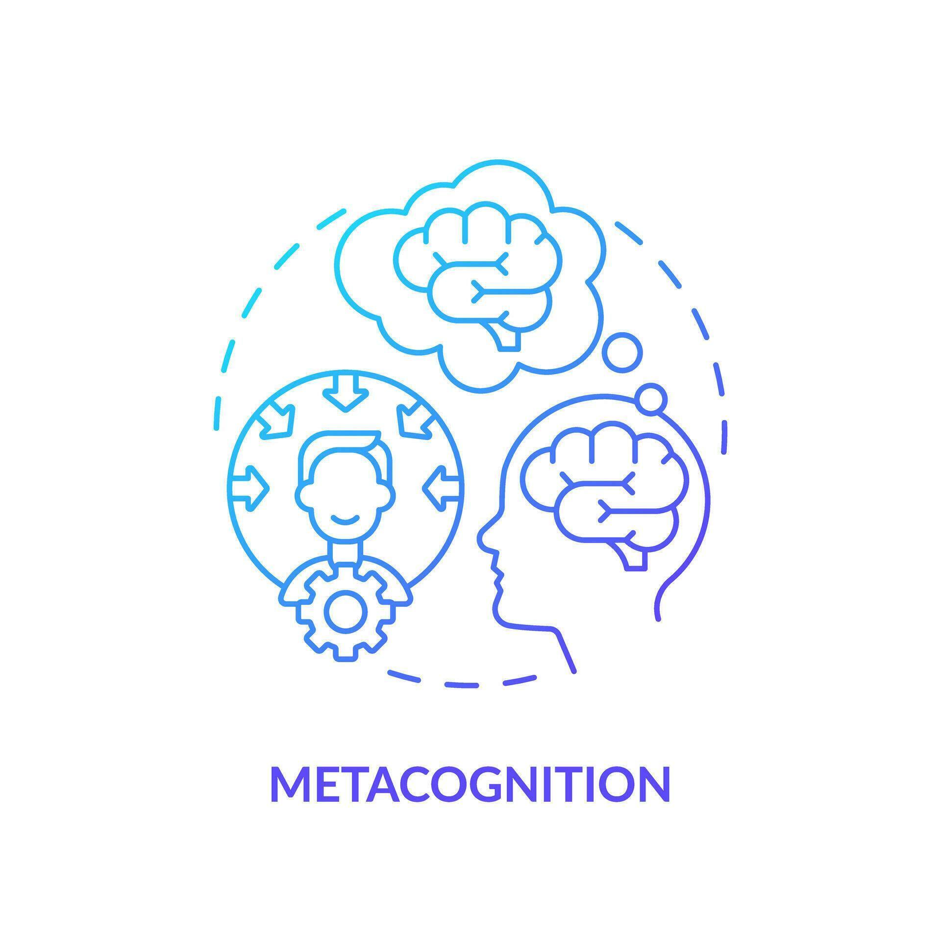 2D gradient metacognition icon, simple vector, thin line illustration representing learning ...