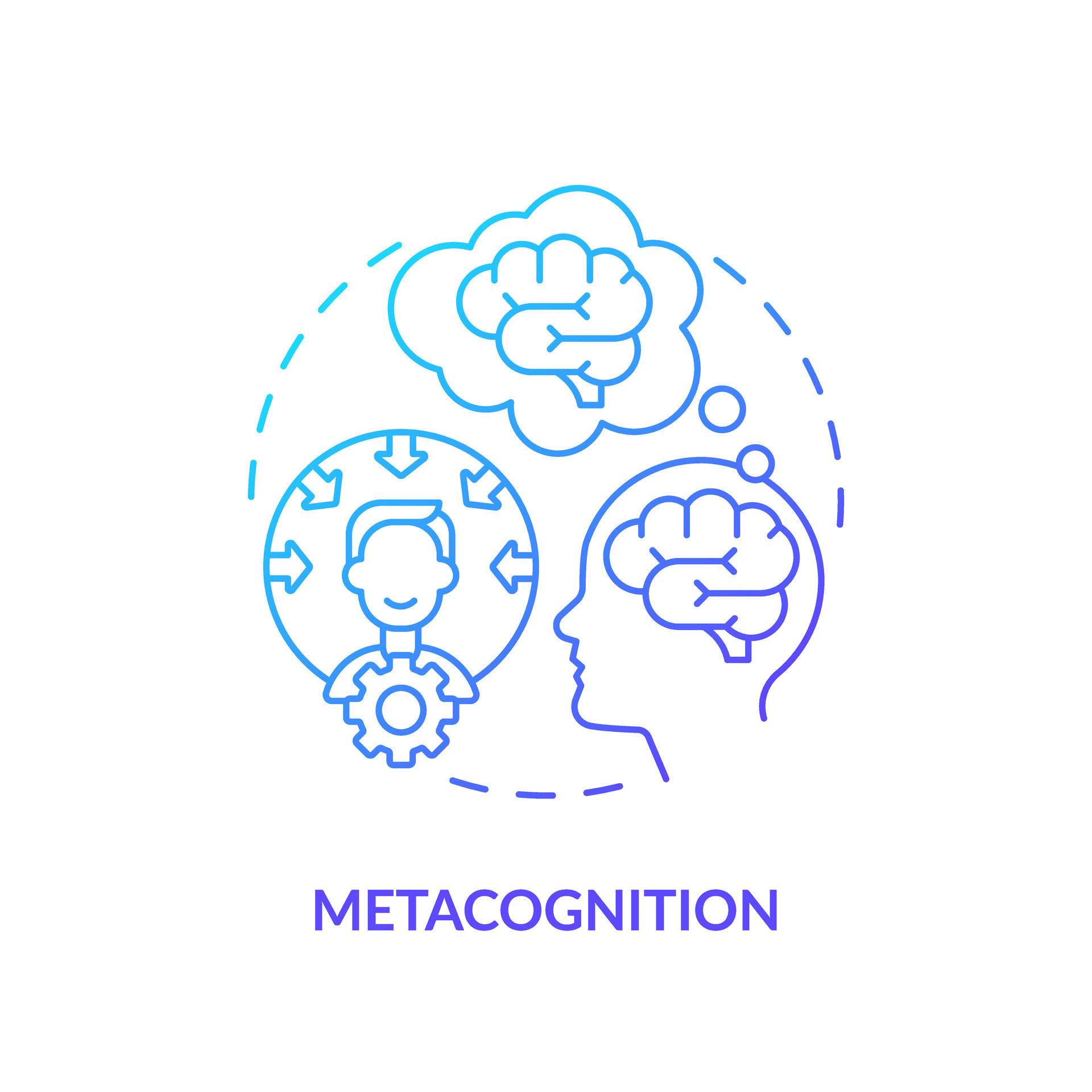 2d Gradient Metacognition Icon Simple Vector Thin Line Illustration
