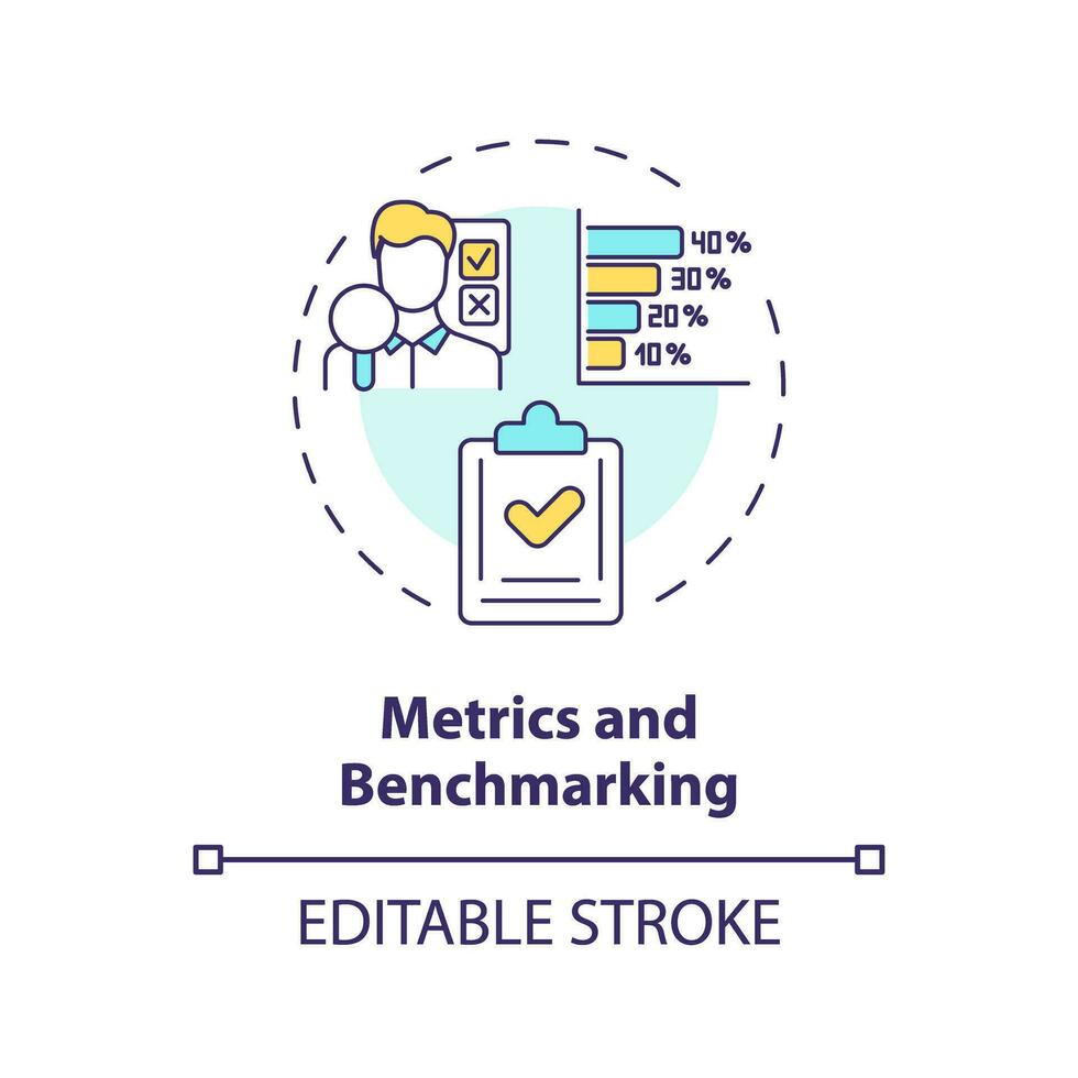 2D editable thin line icon metrics and benchmarking concept, isolated ... 2D editable thin line icon metrics and benchmarking concept, isolated ...