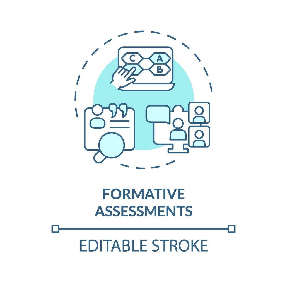 2d Editable Blue Icon Formative Assessments Concept Monochromatic