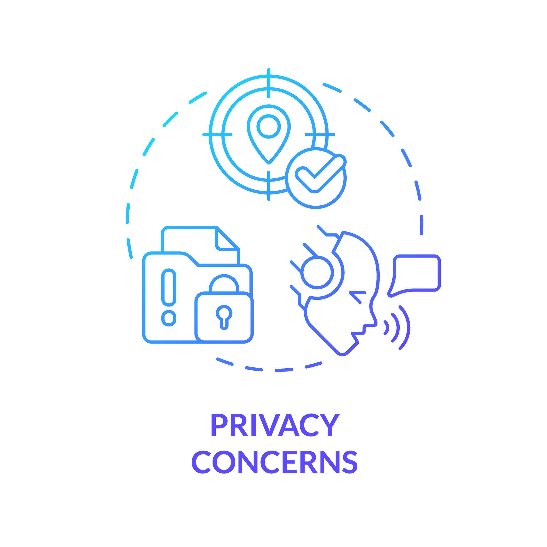 2d Privacy Concerns Thin Line Gradient Icon Concept Isolated Vector Blue Illustration