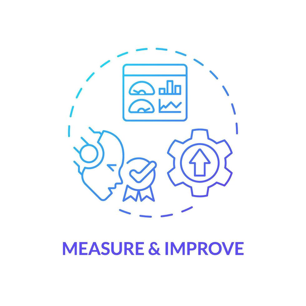 2d Measure And Improve Gradient Icon Representing Ai Ops Isolated Vector Blue Thin Line