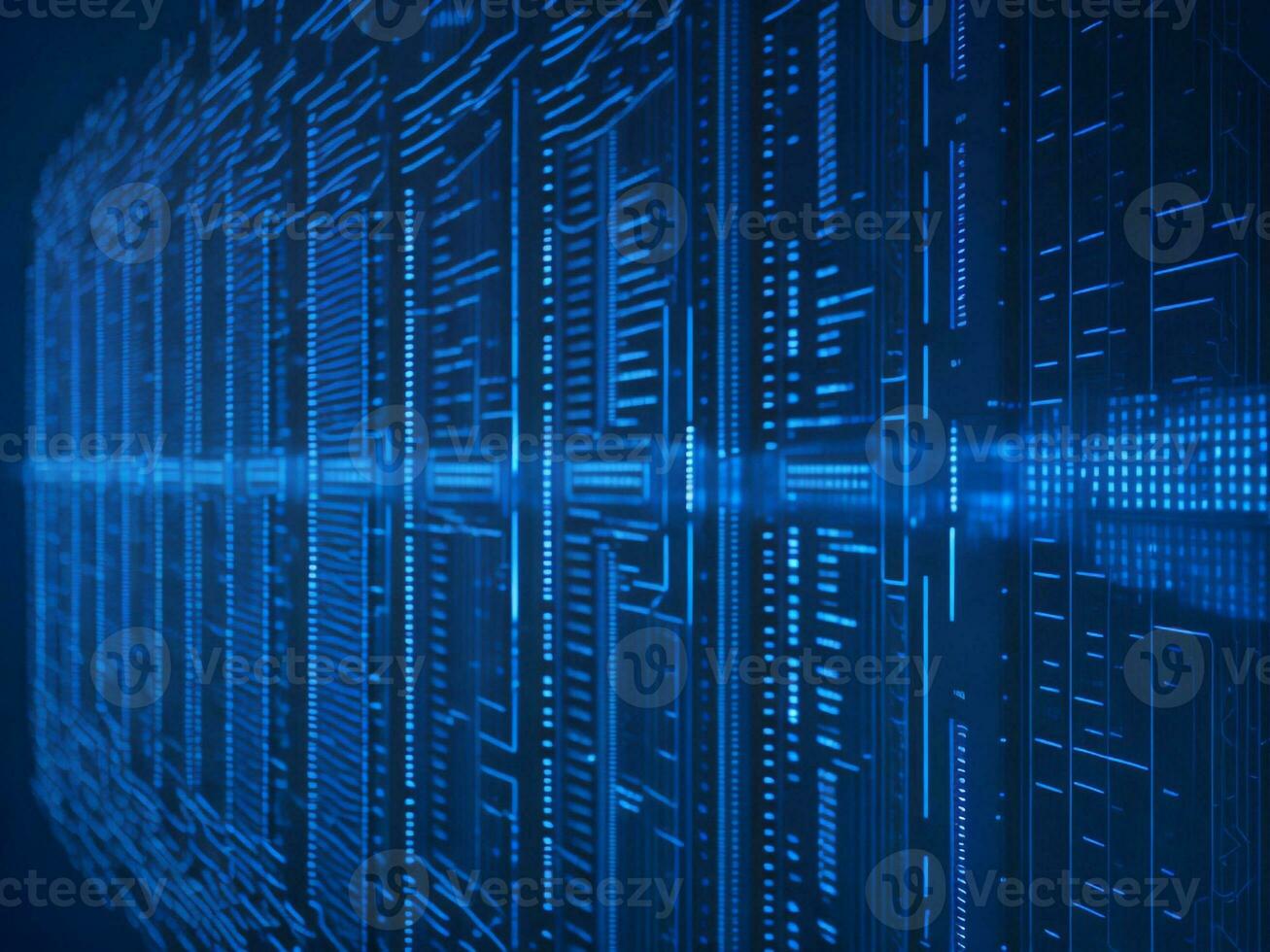 AI generated Blue digital binary data on computer screen background ...