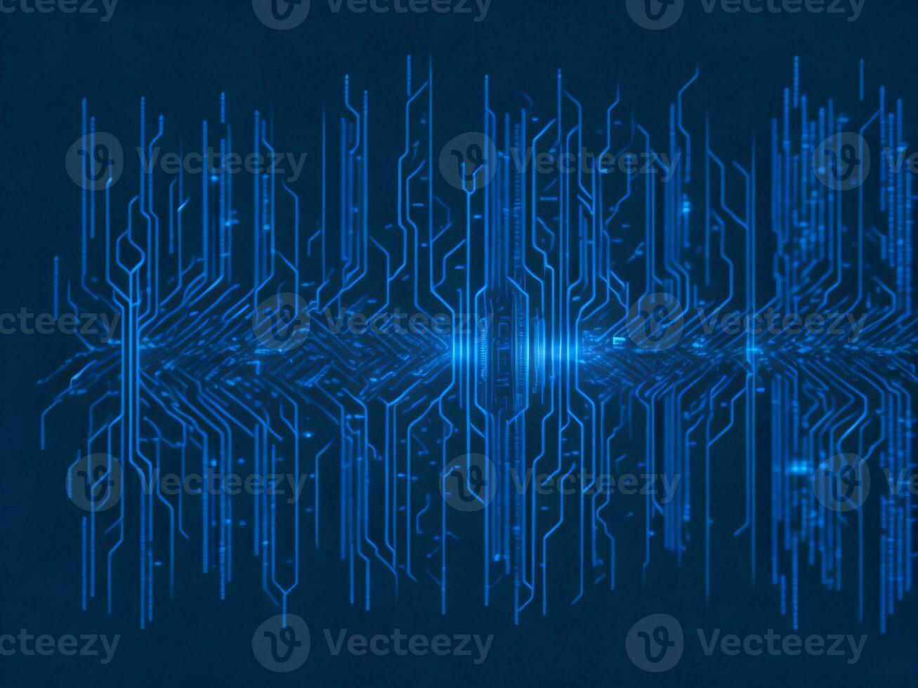 AI generated Blue digital binary data on computer screen background ...