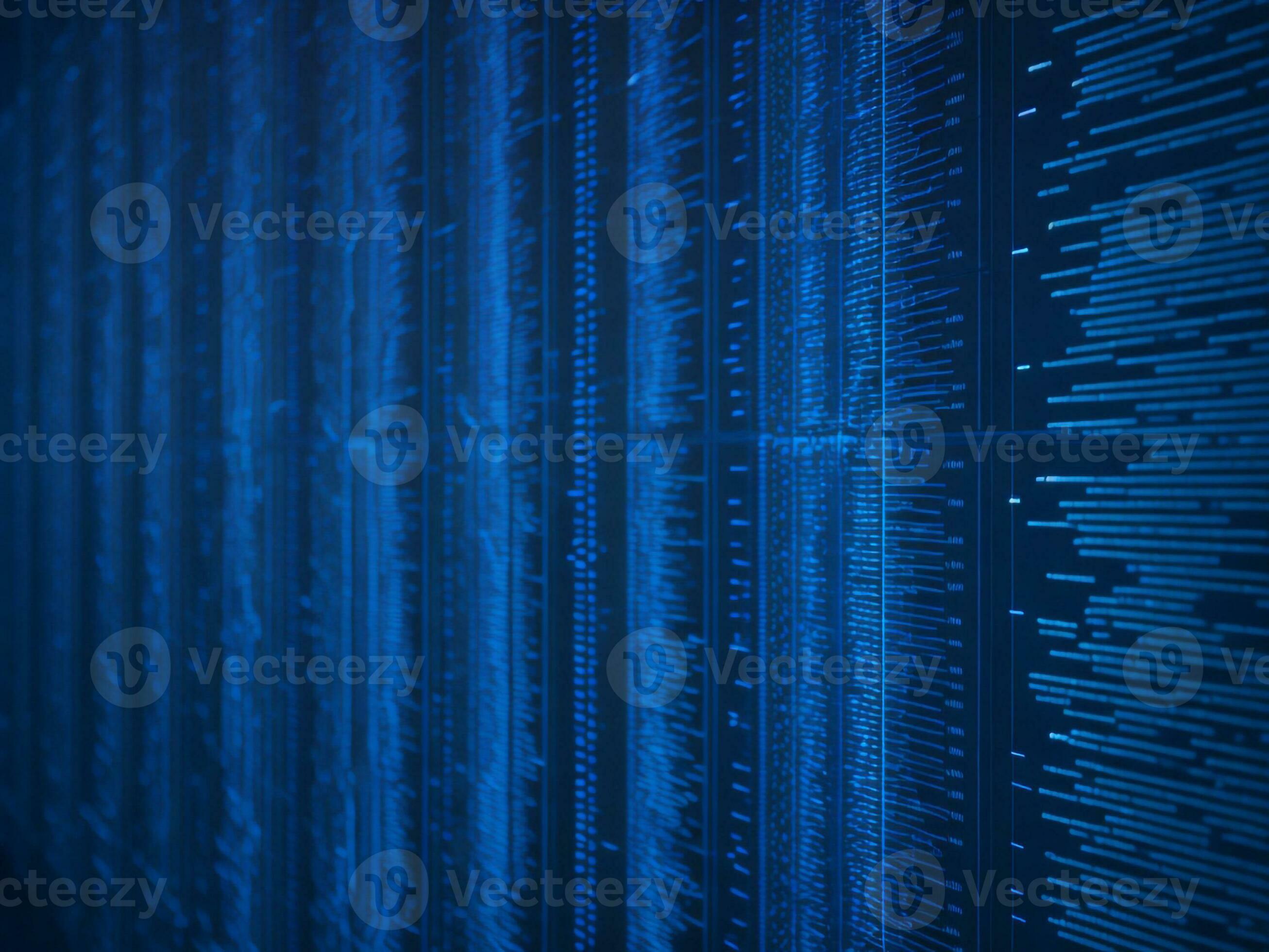 AI generated Blue digital binary data on computer screen background ...