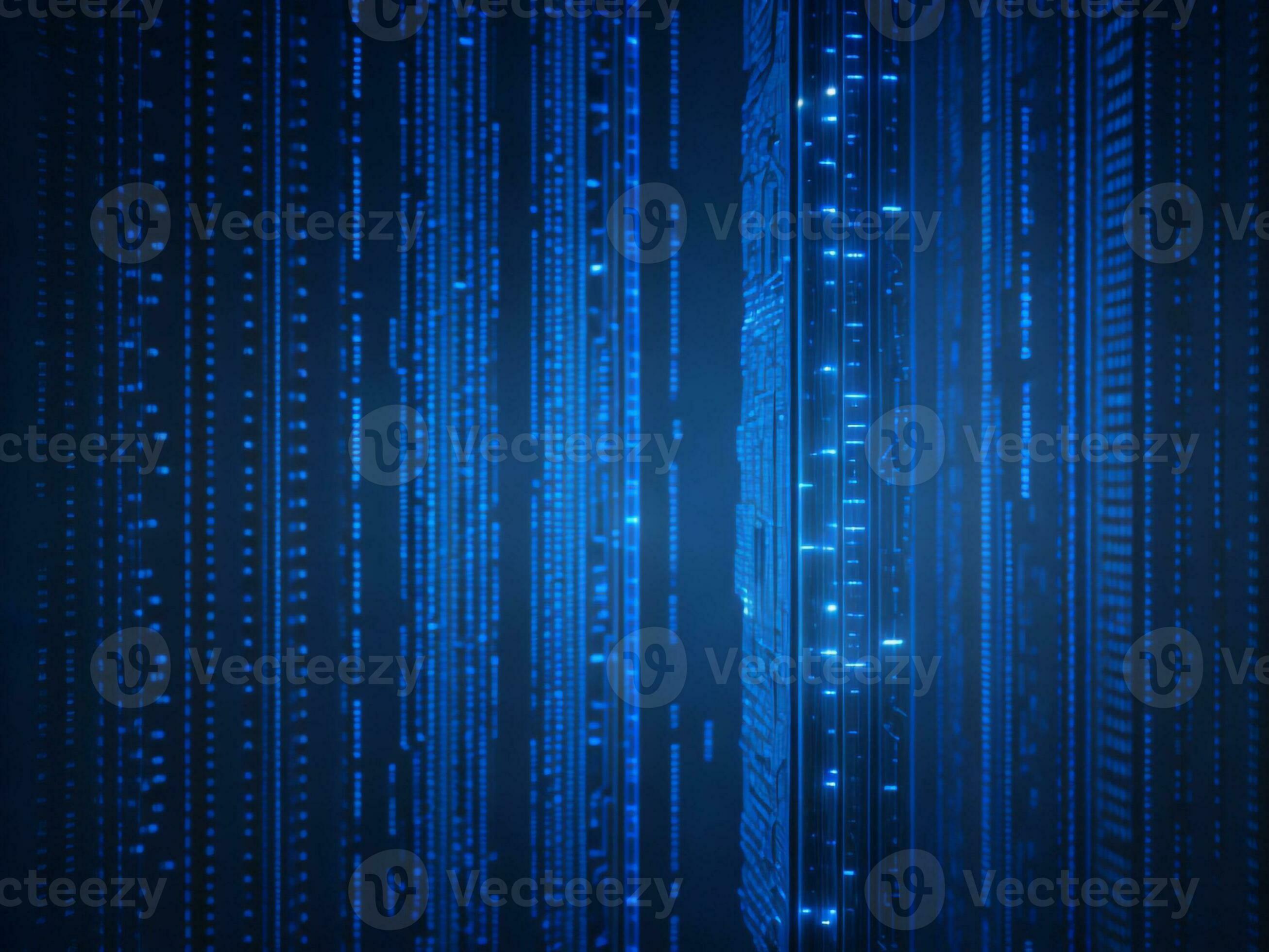 AI generated Blue digital binary data on computer screen background. binary code background ...