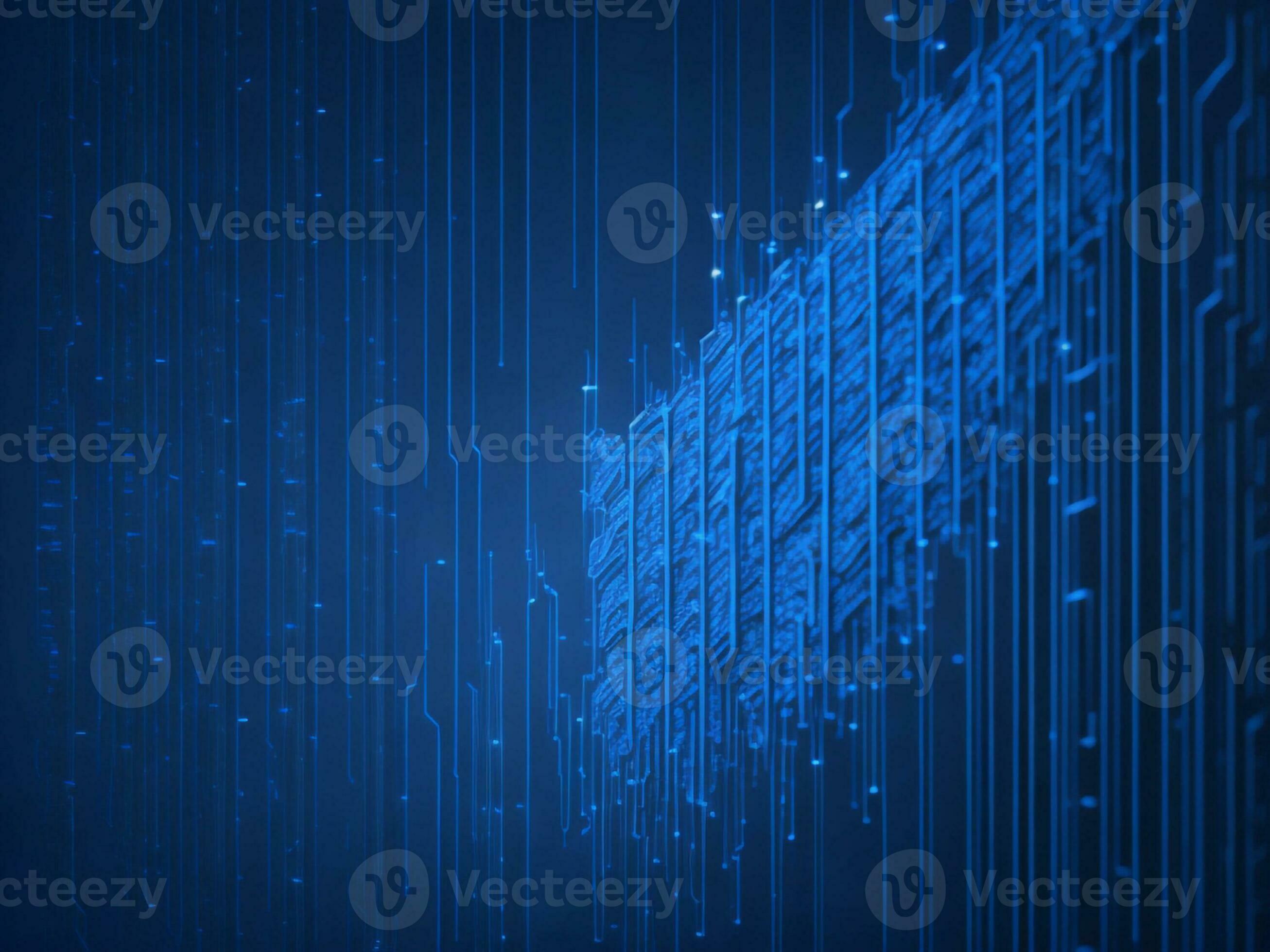 AI generated Blue digital binary data on computer screen background ...