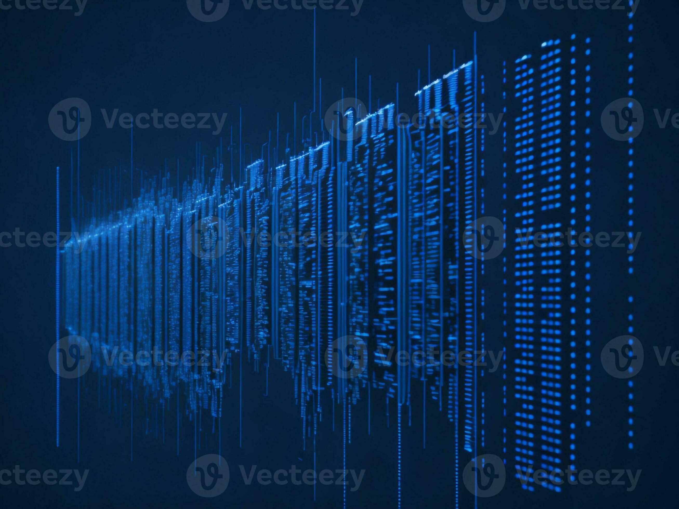 AI generated Blue digital binary data on computer screen background ...