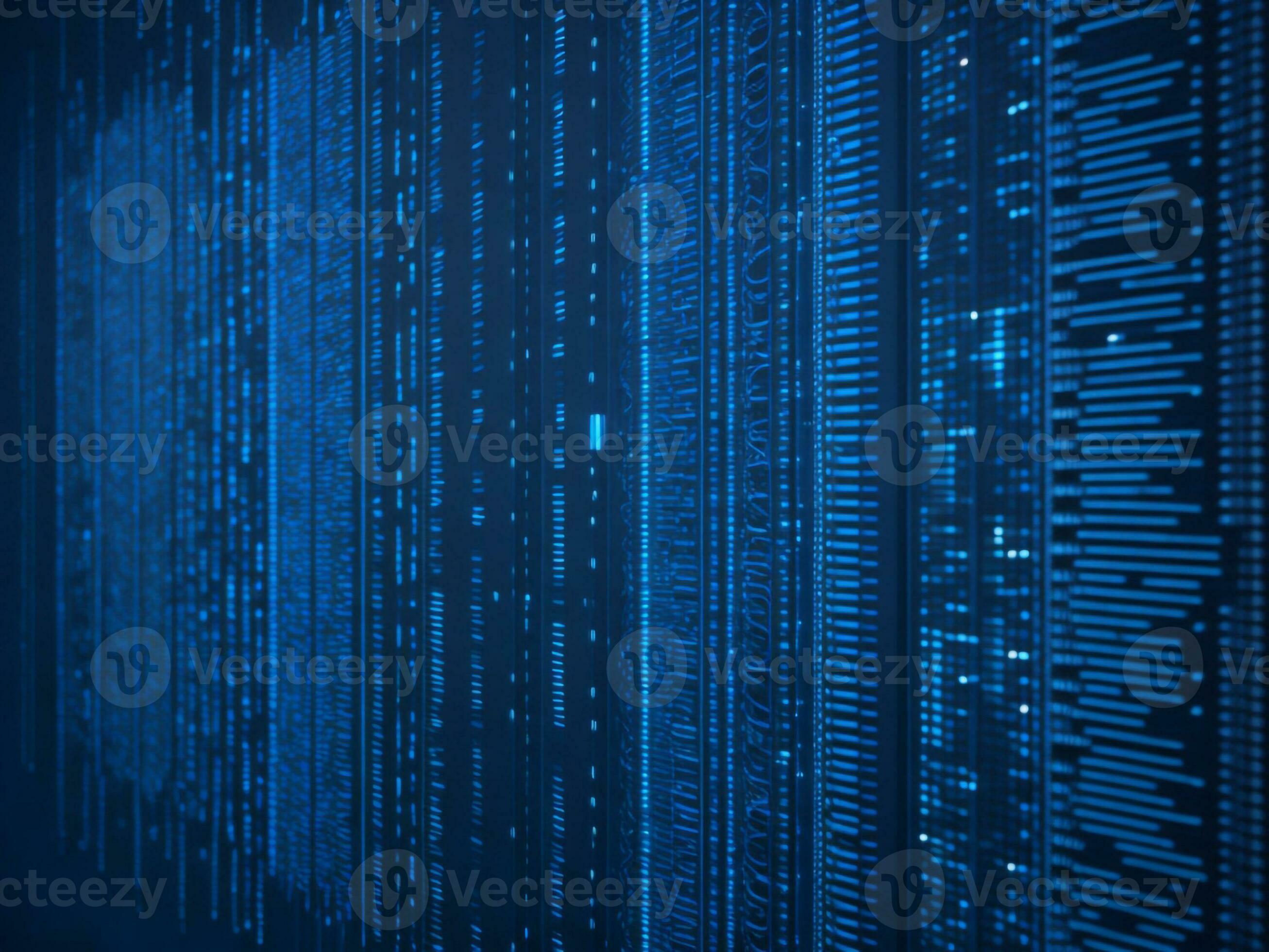 AI generated Blue digital binary data on computer screen background. binary code background ...