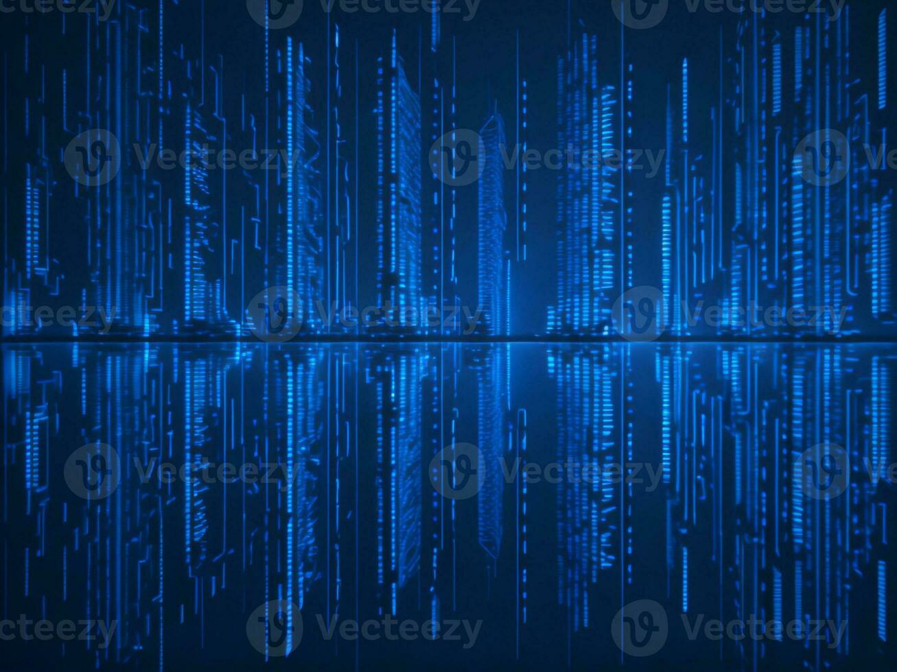 AI generated Blue digital binary data on computer screen background ...