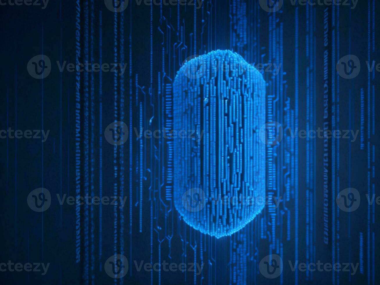 AI generated Blue digital binary data on computer screen background ...
