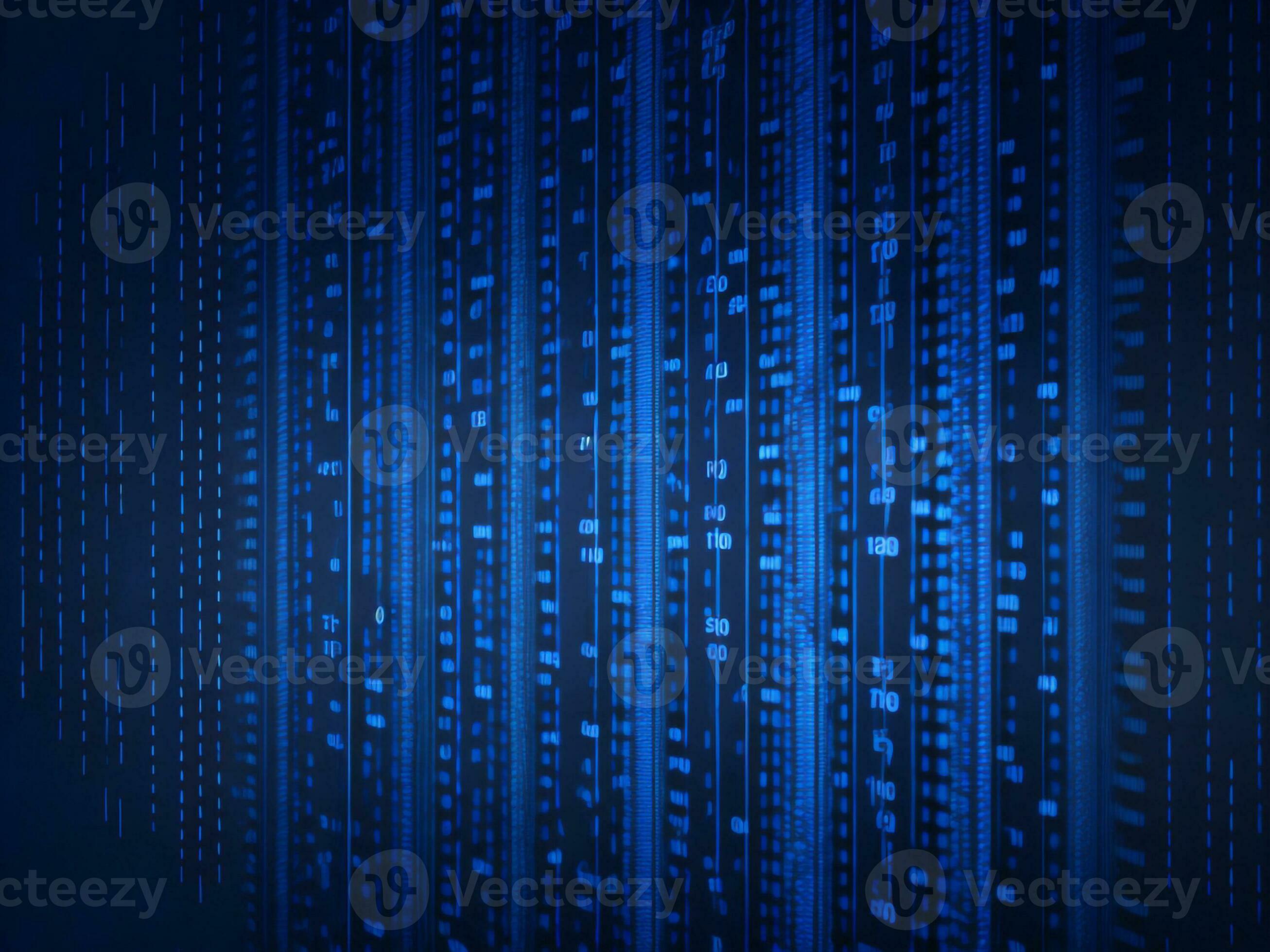 Ai Generated Blue Digital Binary Data On Computer Screen Background