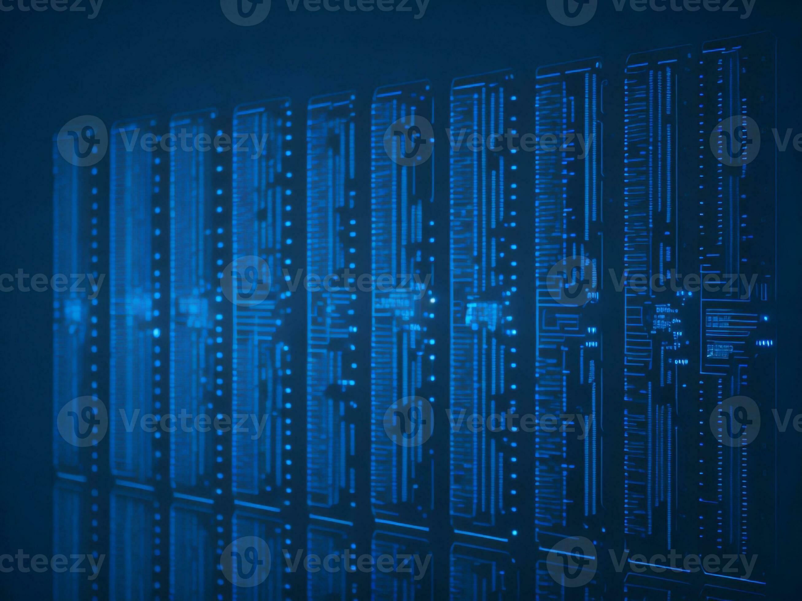 AI generated Blue digital binary data on computer screen background ...