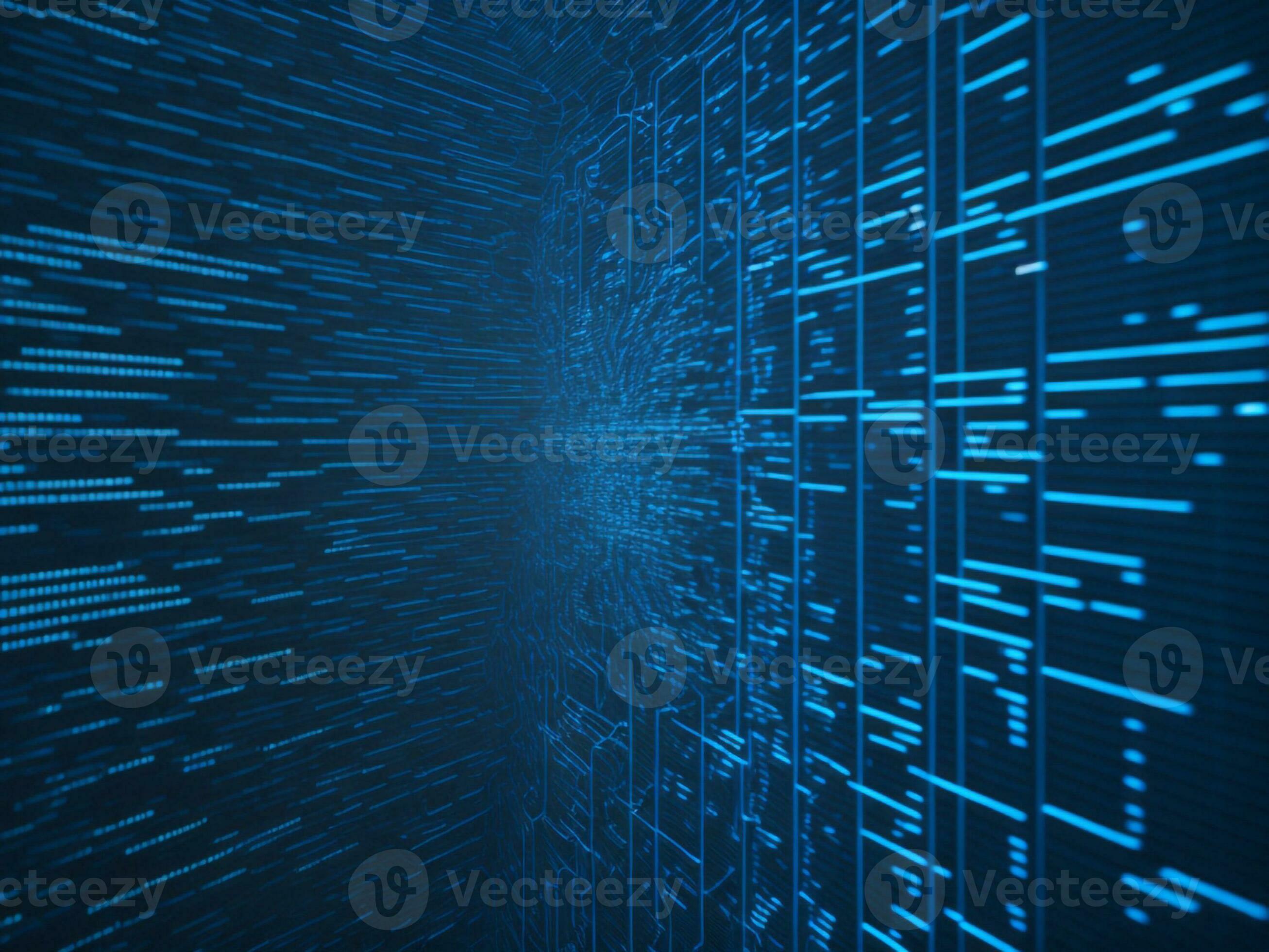 AI generated Blue digital binary data on computer screen background. binary code background ...