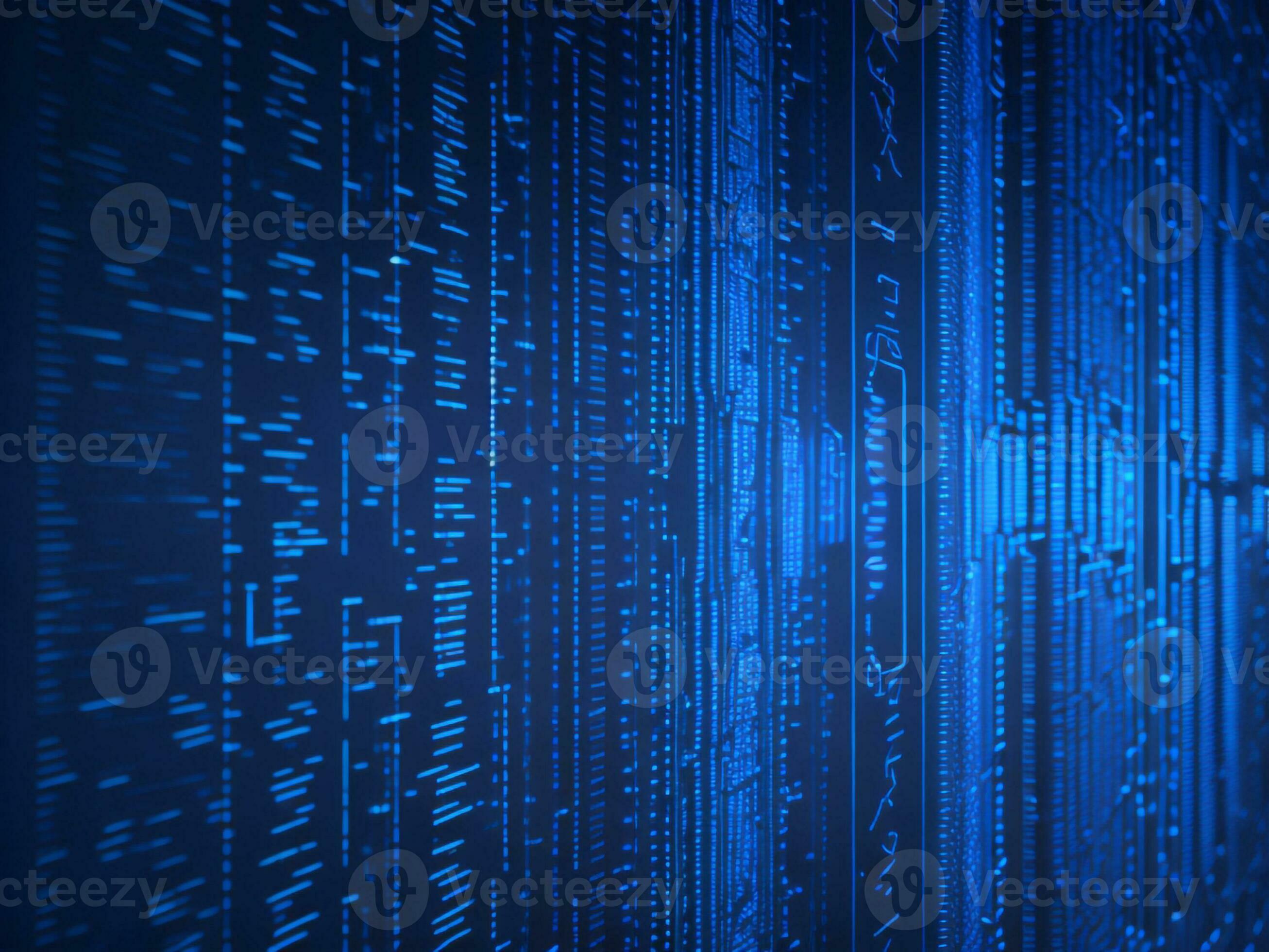 AI generated Blue digital binary data on computer screen background ...