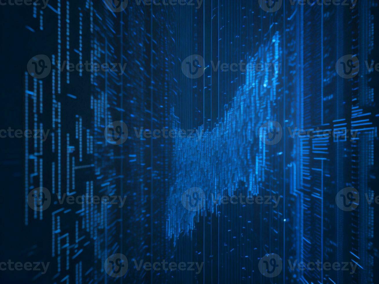 AI generated Blue digital binary data on computer screen background ...