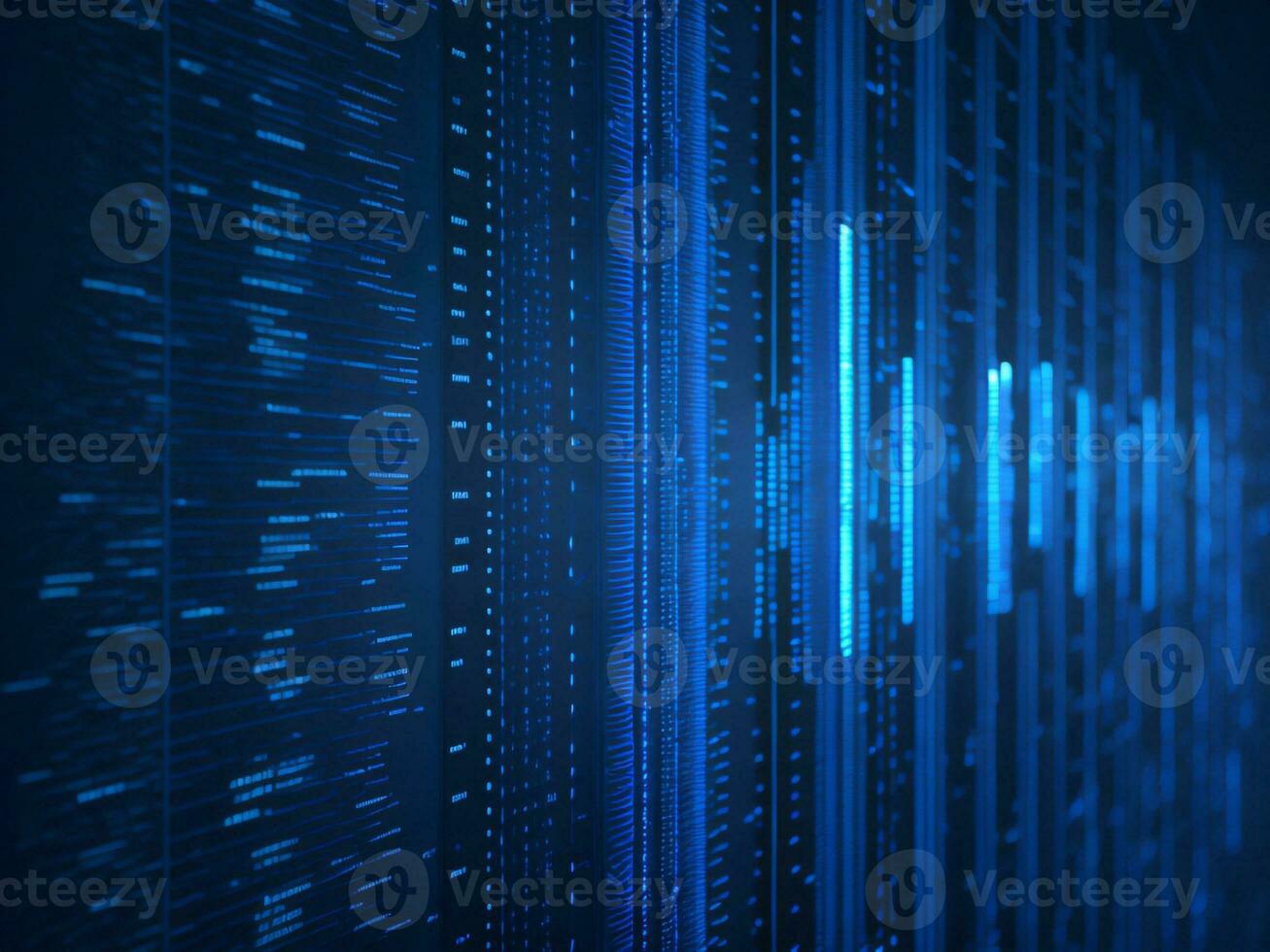 AI generated Blue digital binary data on computer screen background ...