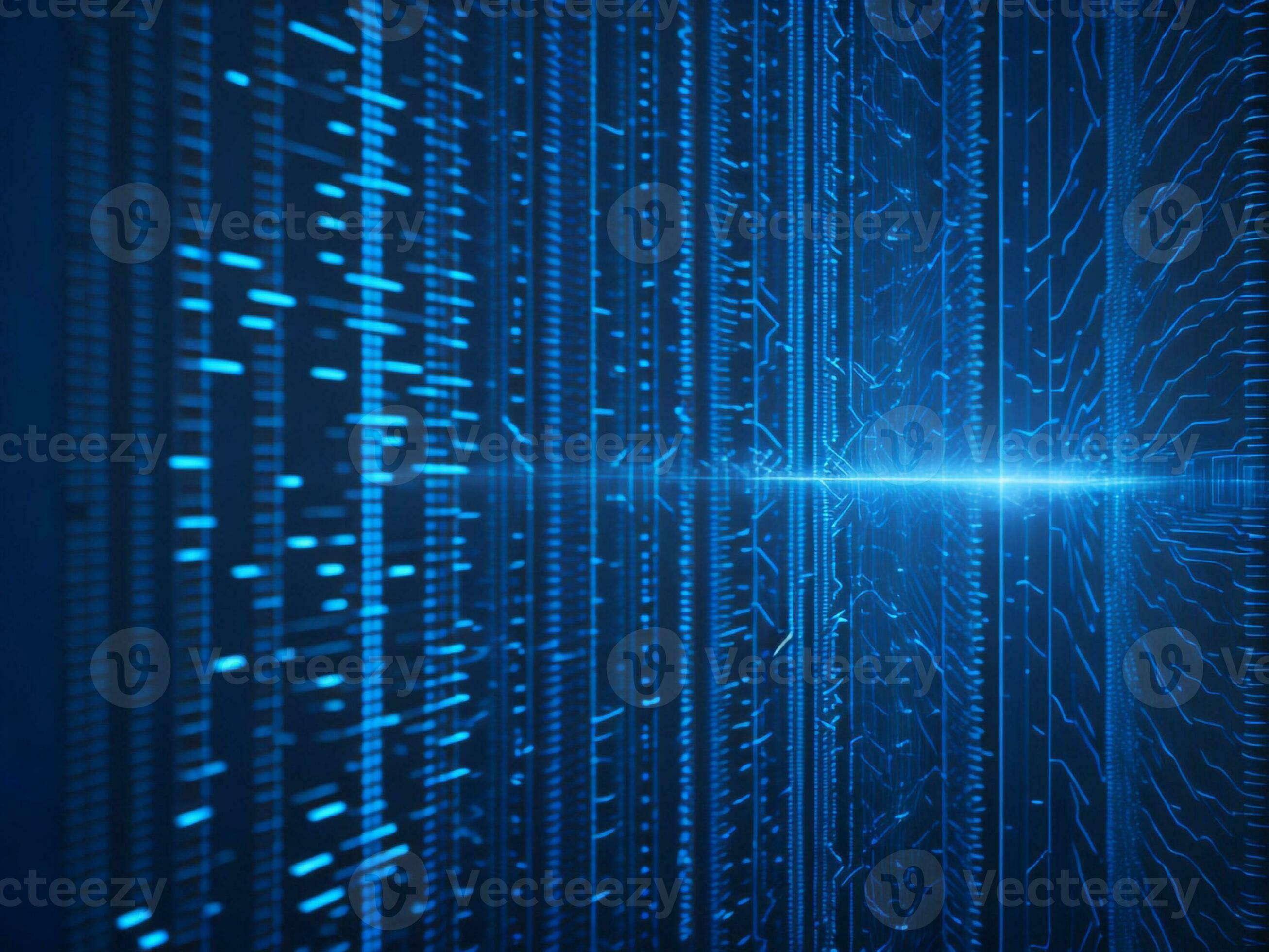 Ai Generated Blue Digital Binary Data On Computer Screen Background